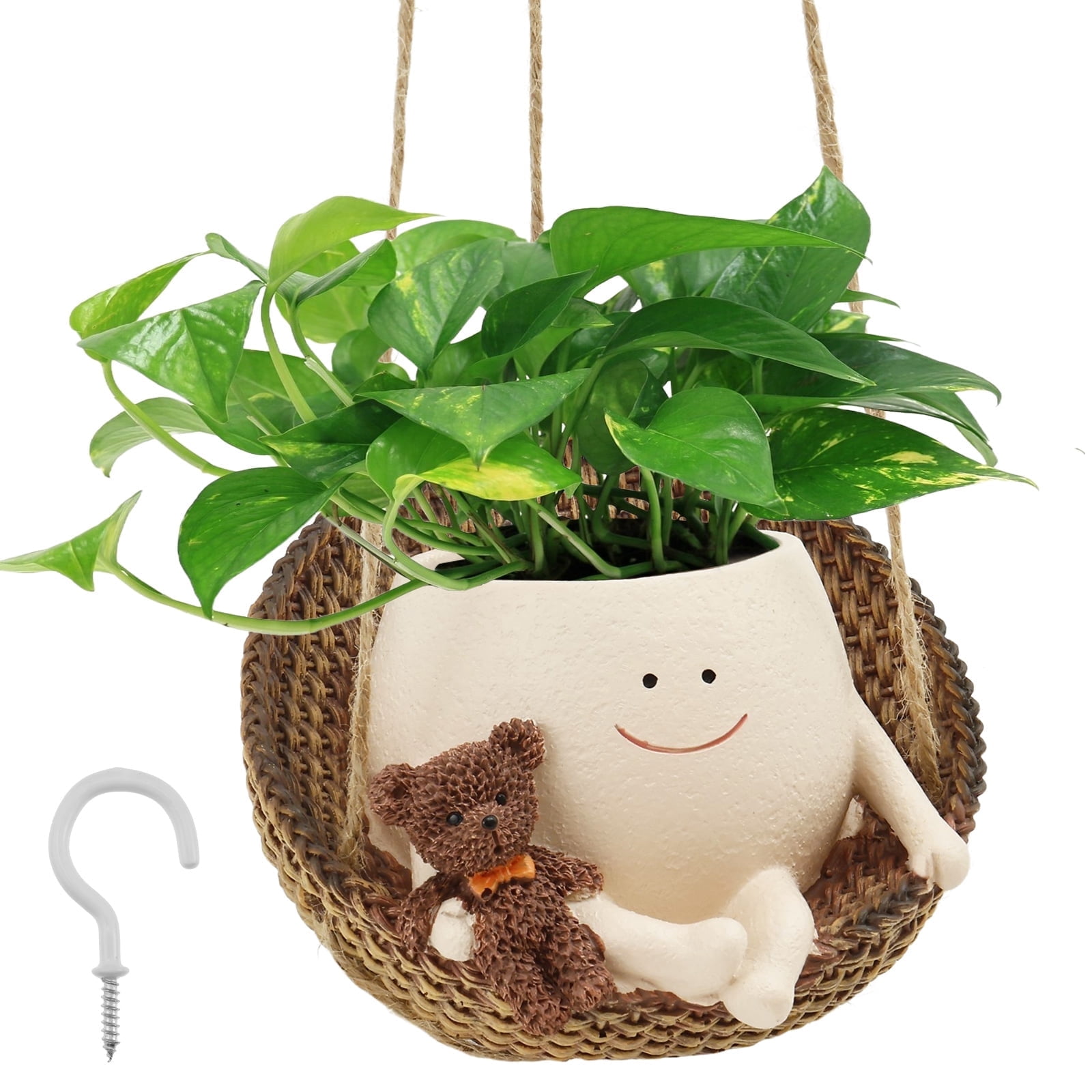"Tcwhniev Resin Smile Face Planter, Funny Indoor Outdoor Rocking Chair ...