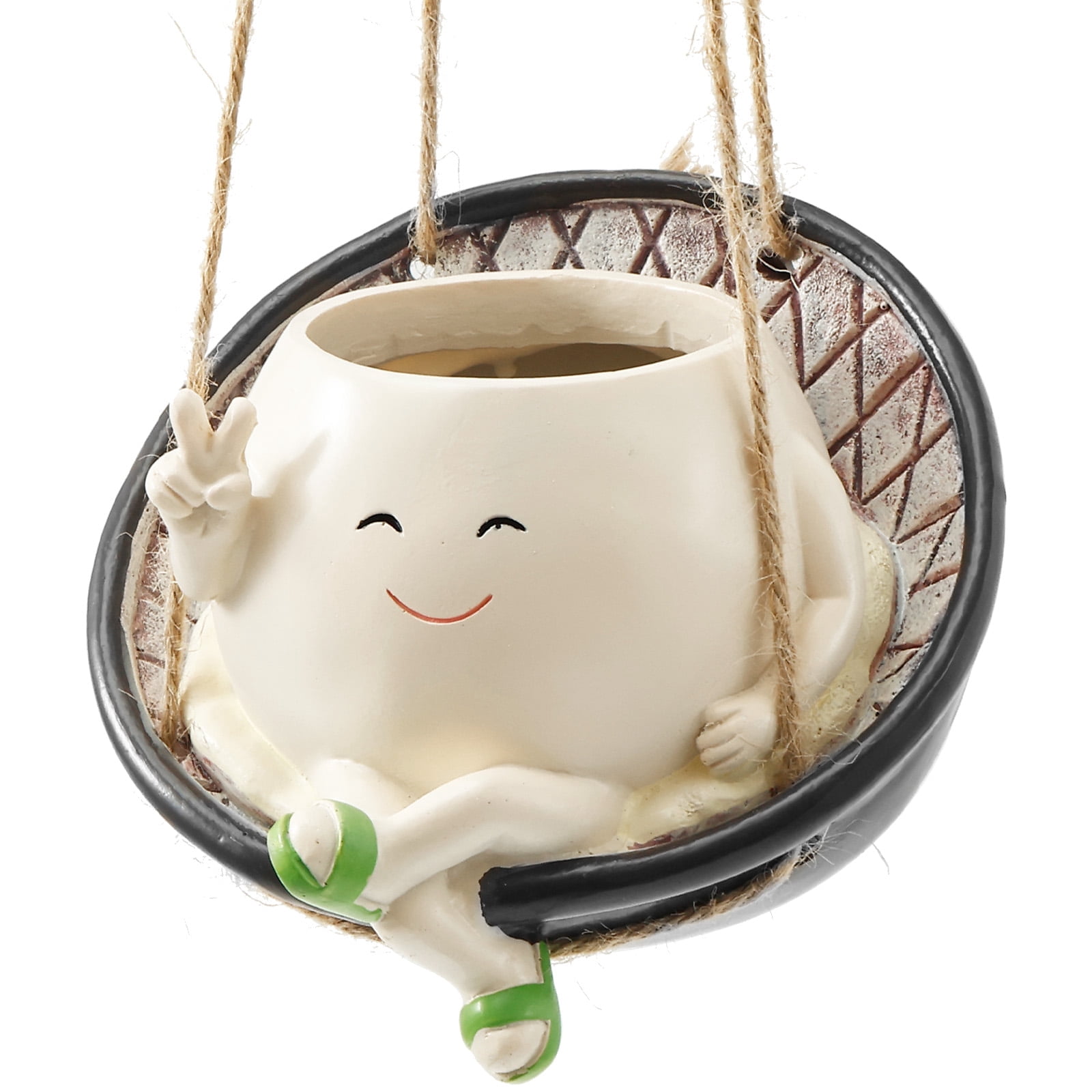"Tcwhniev Hanging Smile Face Planter, Synthetic Resin Swinging Planter ...