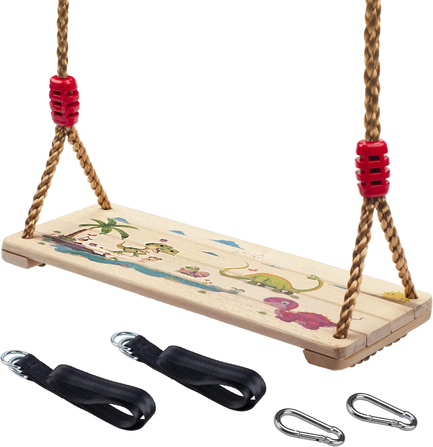 Swing Seat, Nostalgic Outdoor Wood Swing for Kids Adults, Tree Straps ...