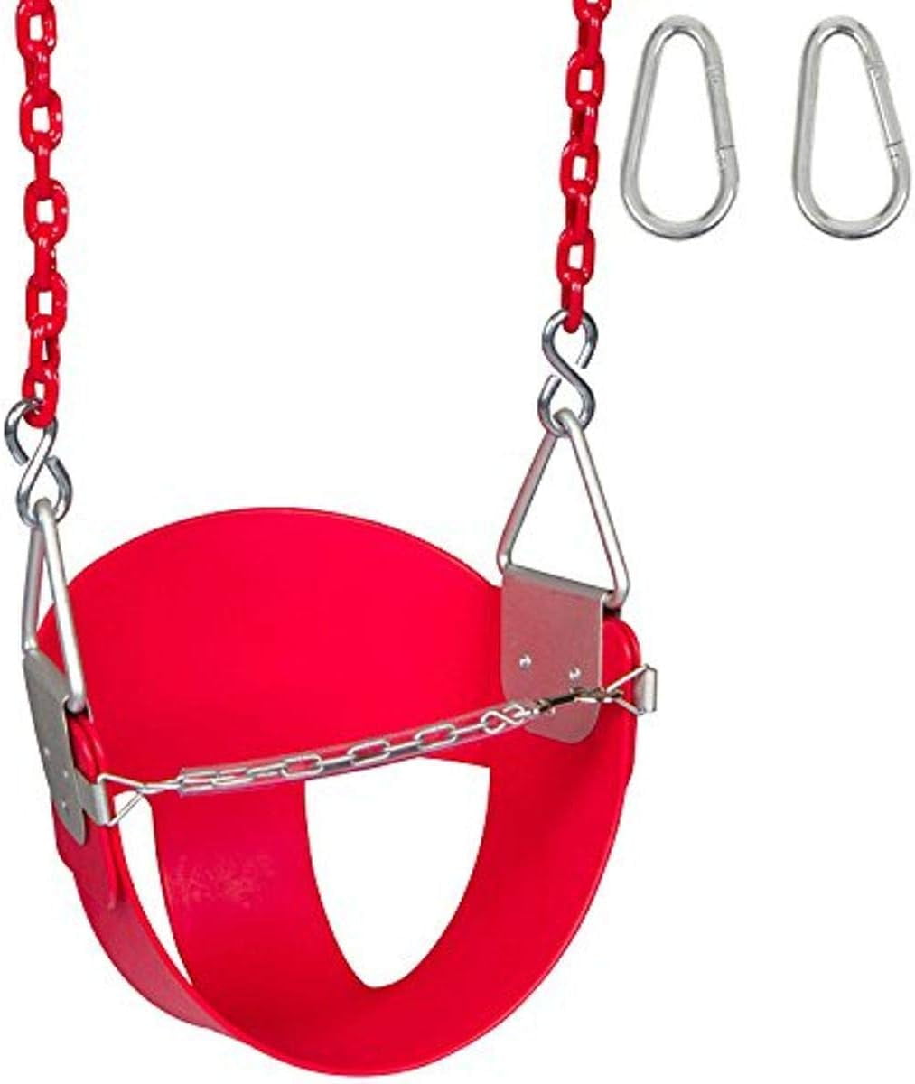 Swing Set Stuff Highback Half Bucket (Red) with 5.5 Foot Coated Chain ...