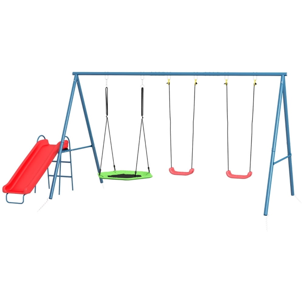 Swing Sets for Backyard, 5 in 1 Heavy-Duty Metal Swing Sets for ...