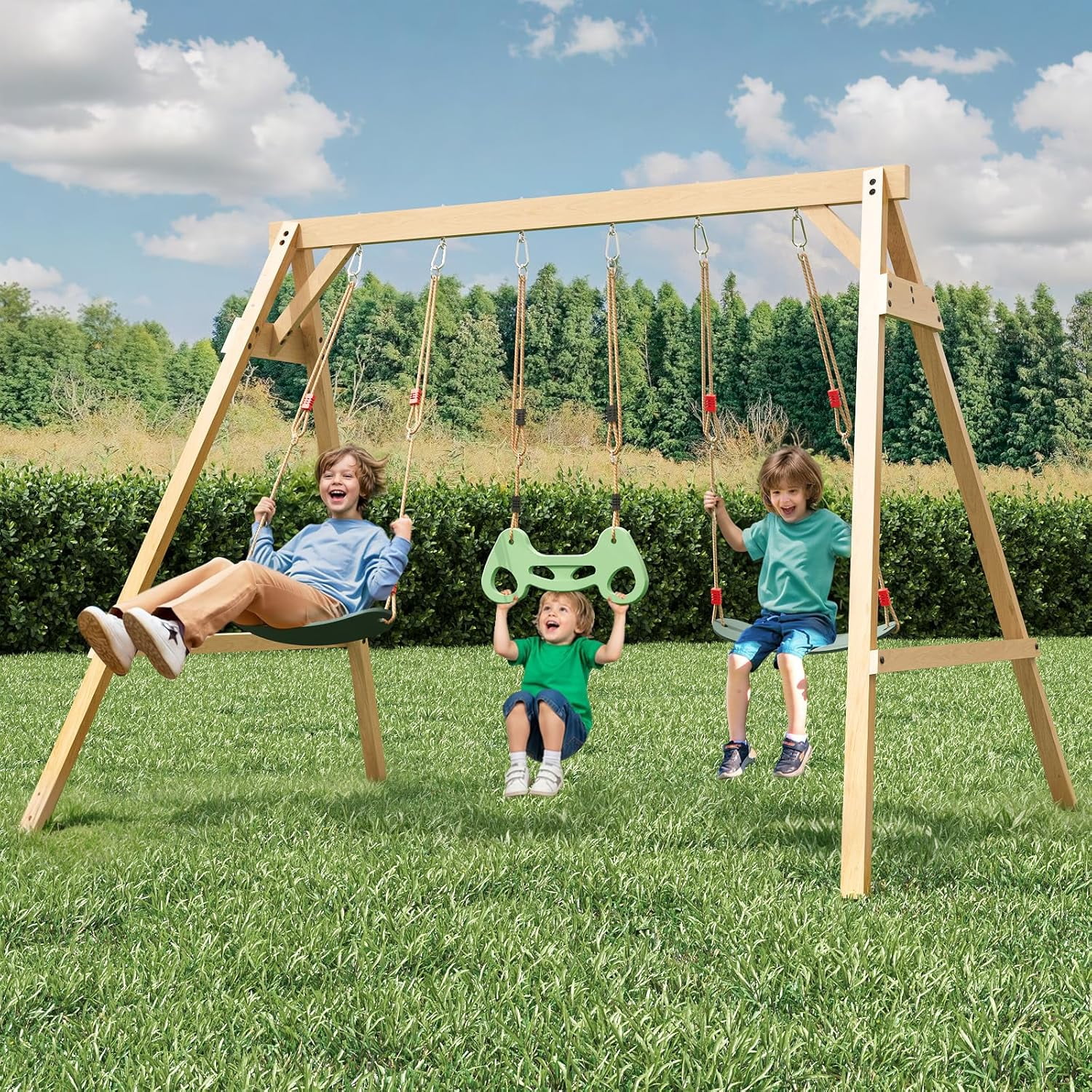 Swing Sets for Backyard, 6 in 1 Toddler Swingset Outdoor for Backyard ...
