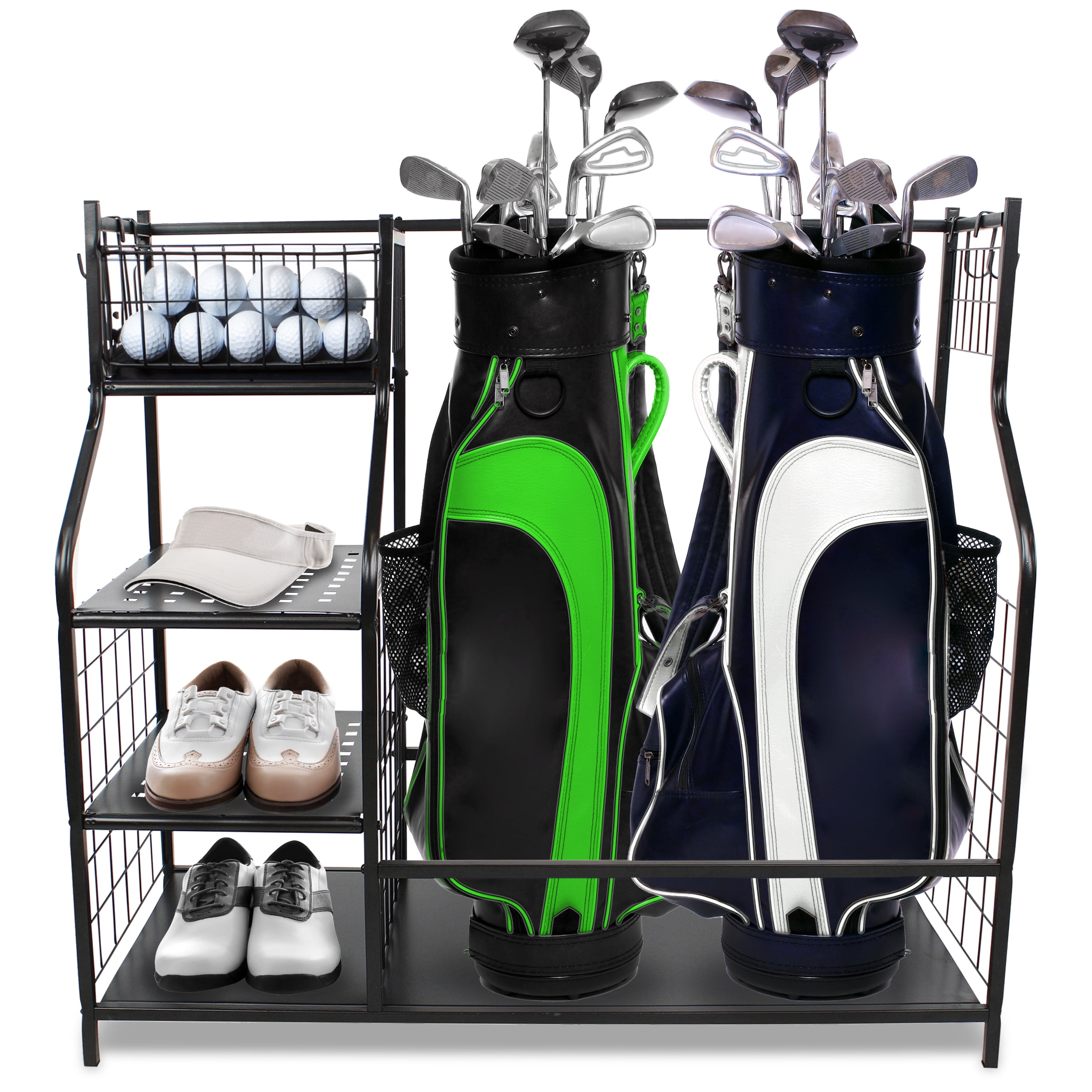 Swing Sports Golf Organizer Rack for Garage with Storage Shelves and ...