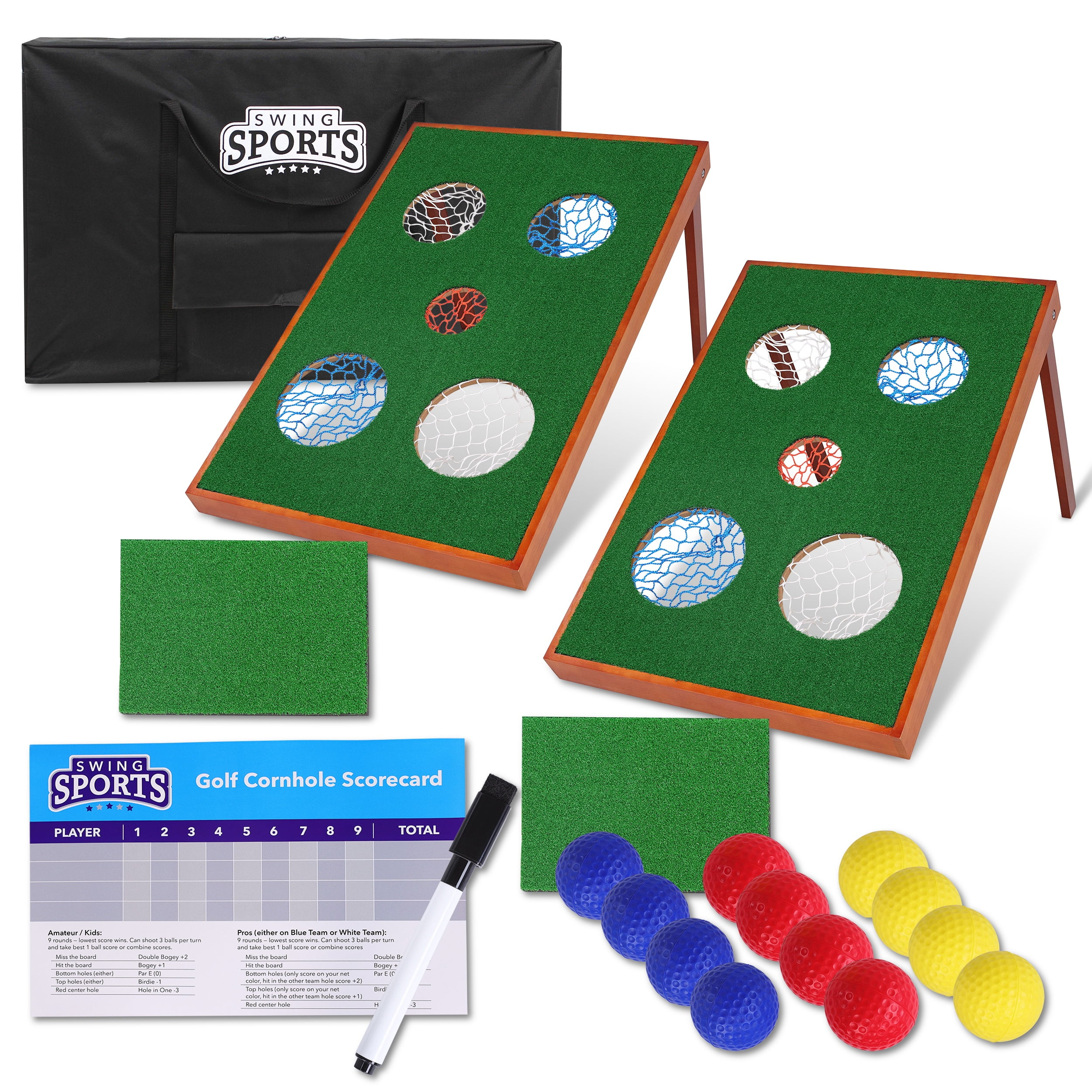 Swing Sports Golf Game Board Toss Cornhole Set - 5 Holes Outdoor ...