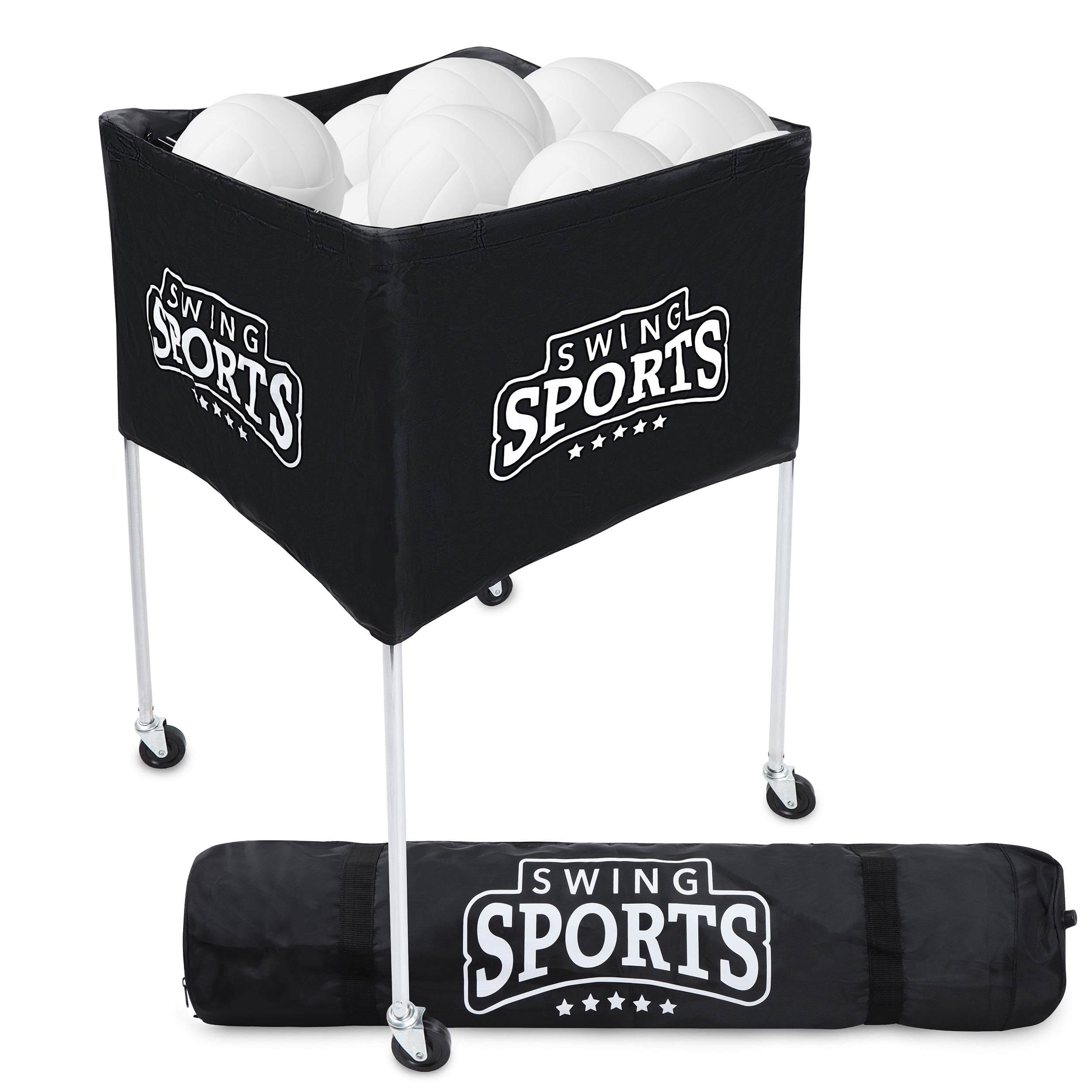 Swing Sports Portable Ball Cart on Wheels - 40 x 24in Volleyball Cart ...