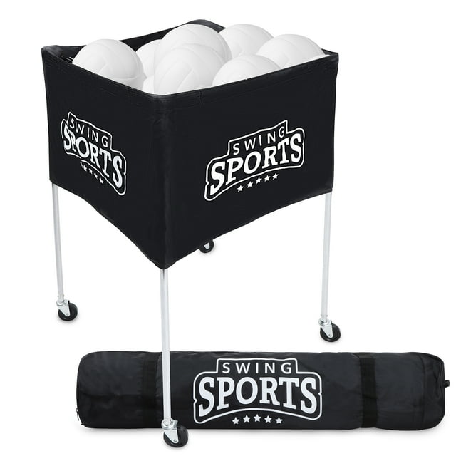 Swing Sports Portable Ball Cart on Wheels - 40 x 24in Volleyball Cart ...