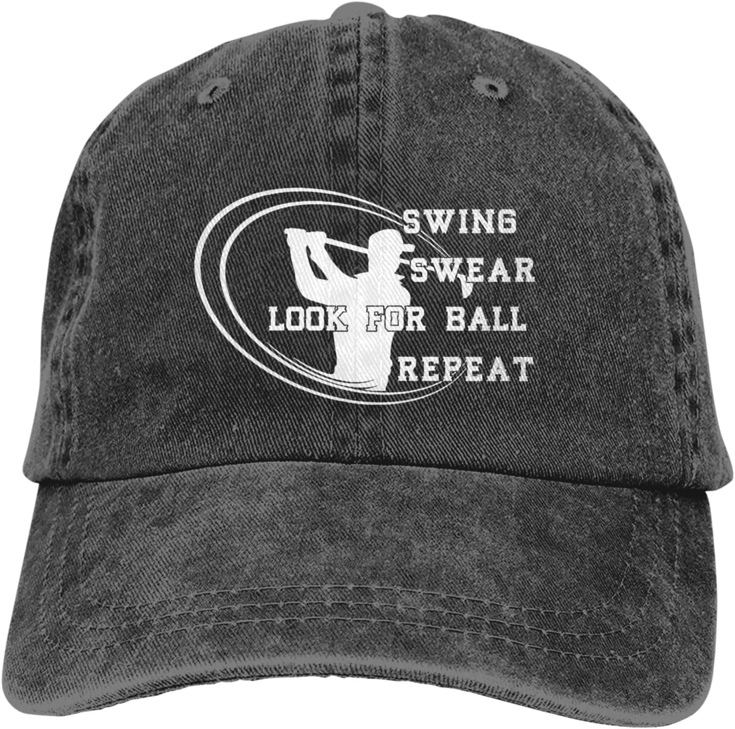 Swing Swear Look for Ball Repeat Funny Hat Adjustable Denim Baseball ...