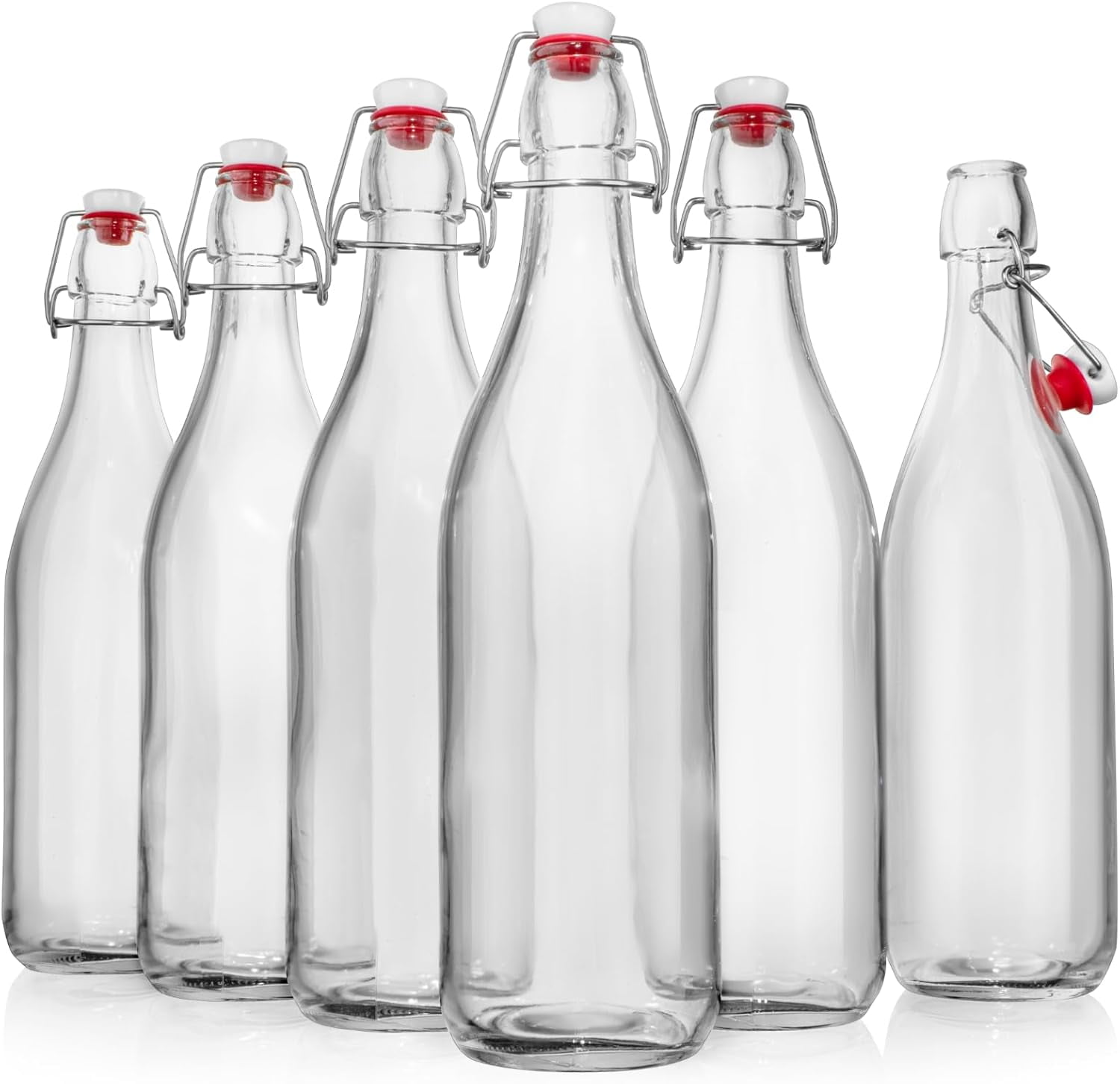 Swing Top Glass Bottles [1 Liter / 33 fl. oz.] [Pack of 6] Flip Top ...