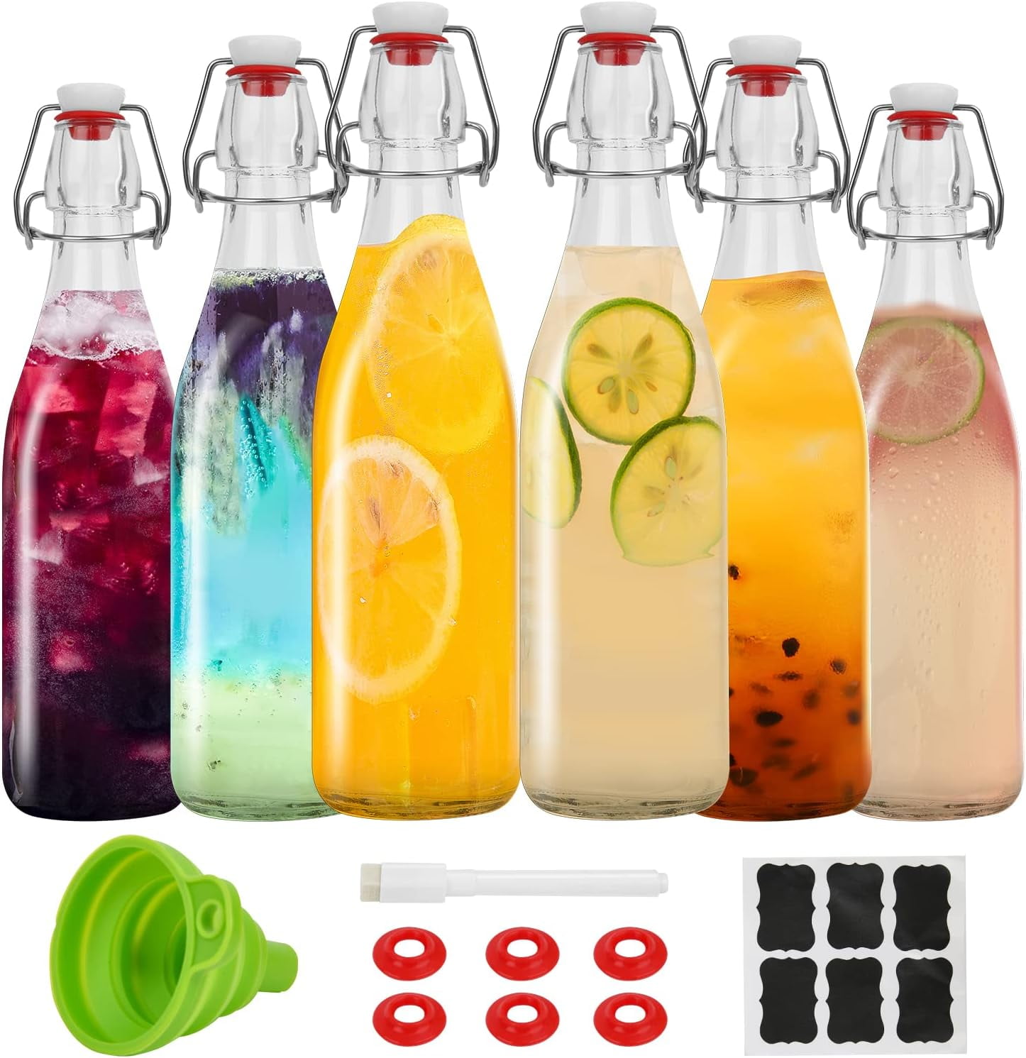 Swing Top Glass Bottles 16oz,Glass Beer Bottles With Airtight Caps for ...