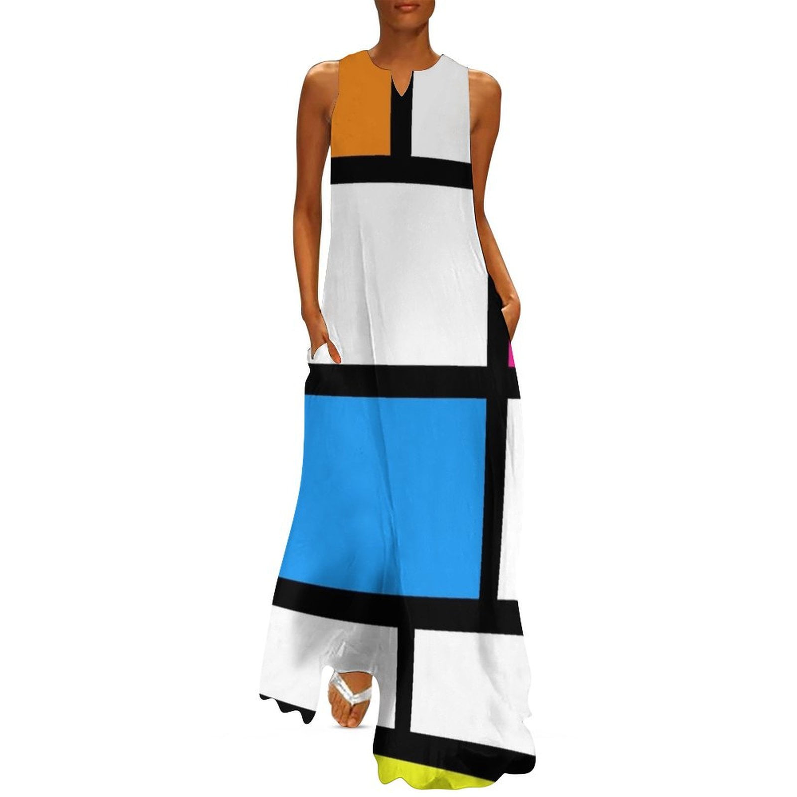 Swinging 60s Mondrian Mod Long Dress luxury woman party dress Women's ...