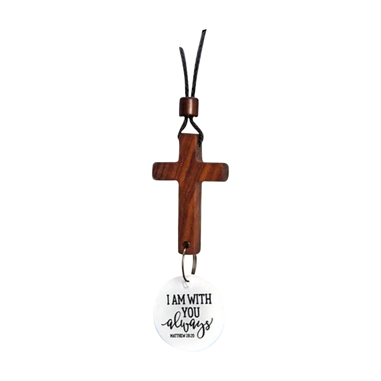 Swinging Bible Verse Wood Cross Rear View Mirror Charm, Premium Wood ...
