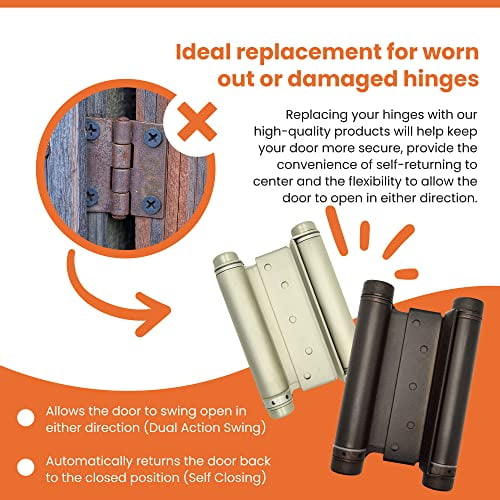 Swinging Cafe Doors 3" Double Action Spring Hinge – Saloon Door Hinge ...