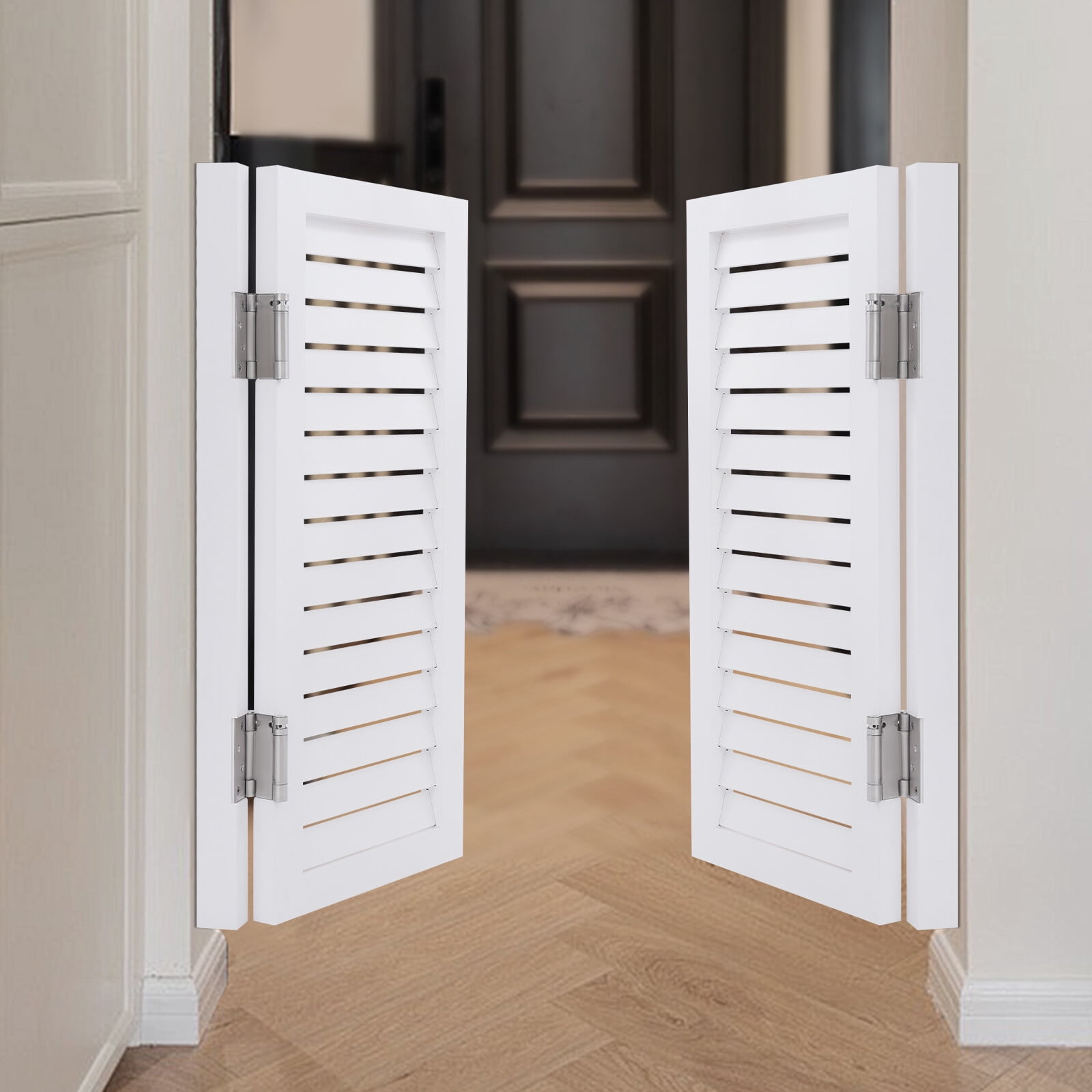 Swinging Door, 33.46x35.43in Double Louvered Half Door, White, 85x90cm ...