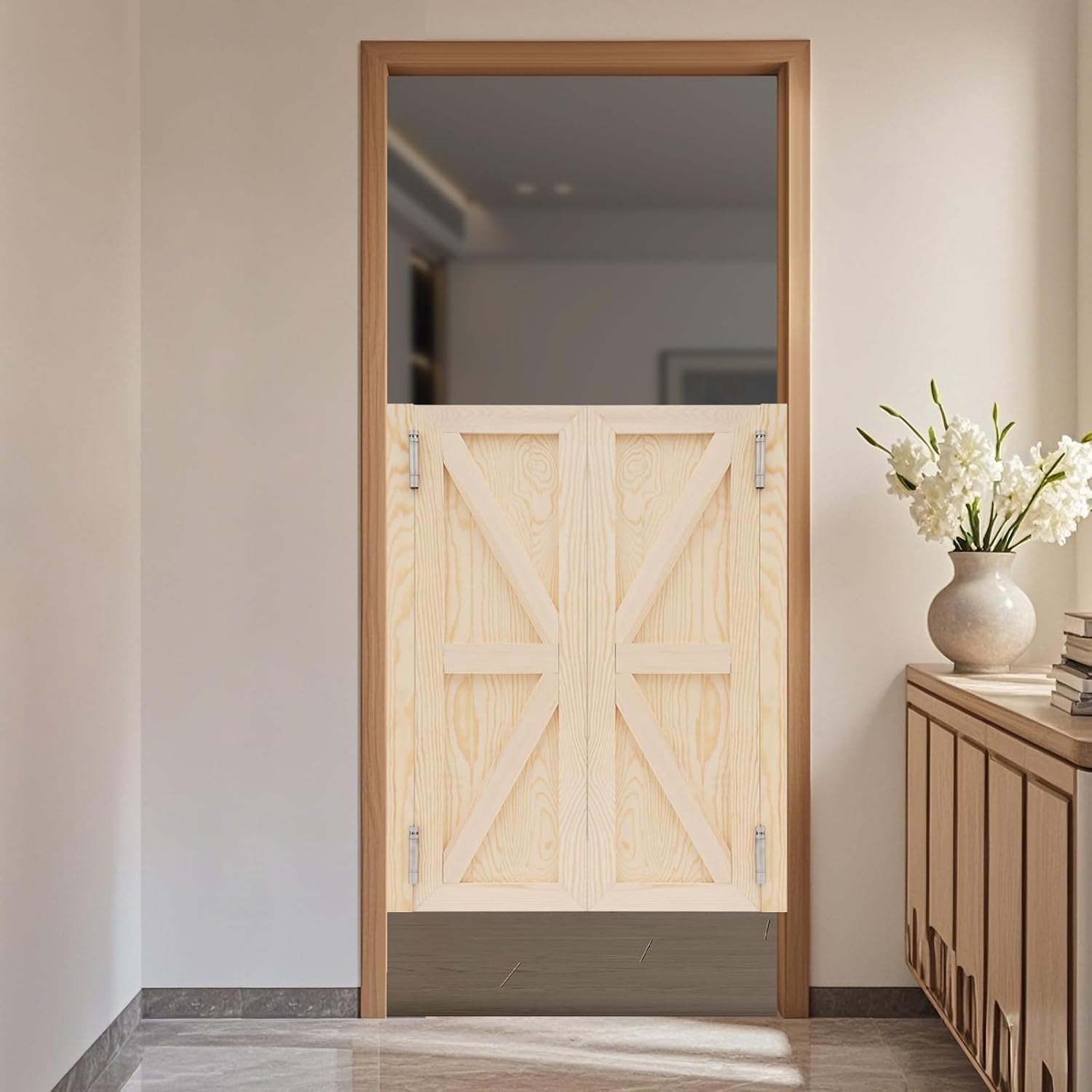 Swinging Door, Interior Pine Wood Cafe Doors, Auto Close Partition Door ...