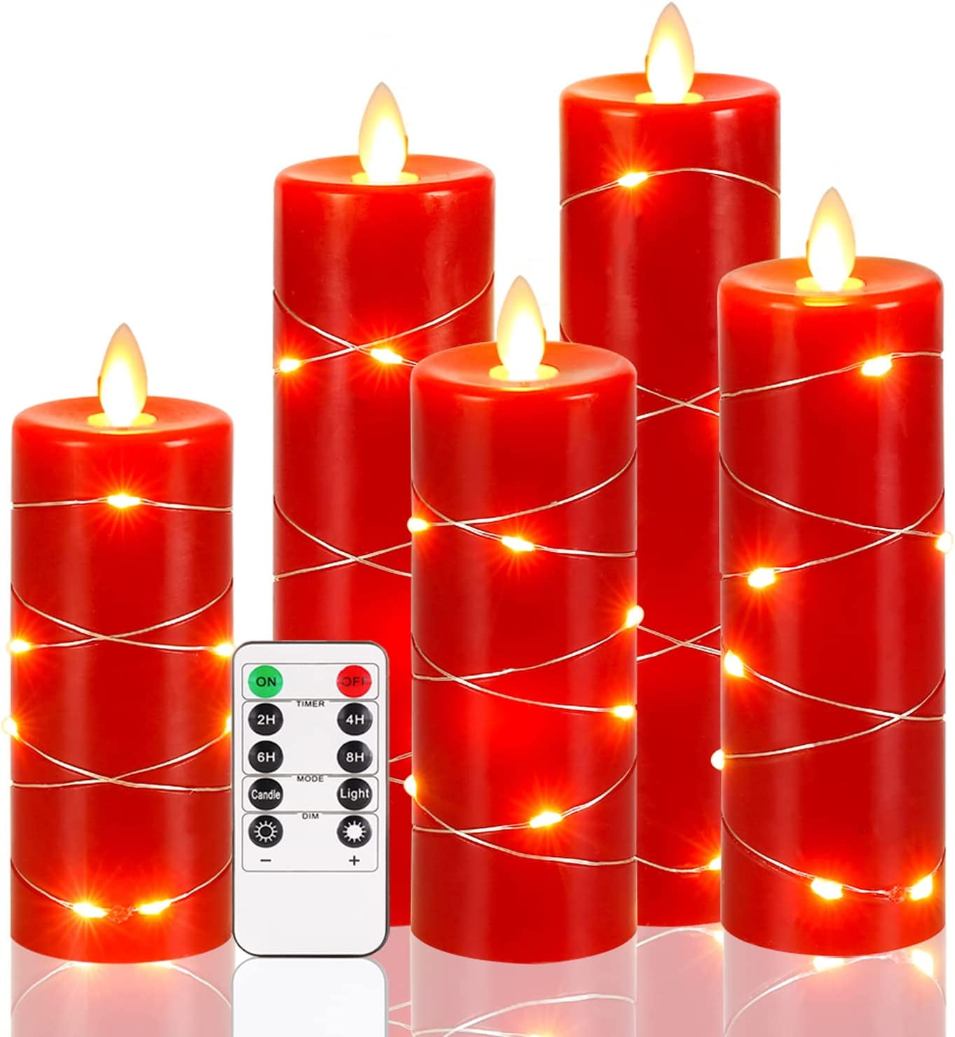 Swinging Flame Flameless Candle Fairy Lights - Remote Timed Candles ...