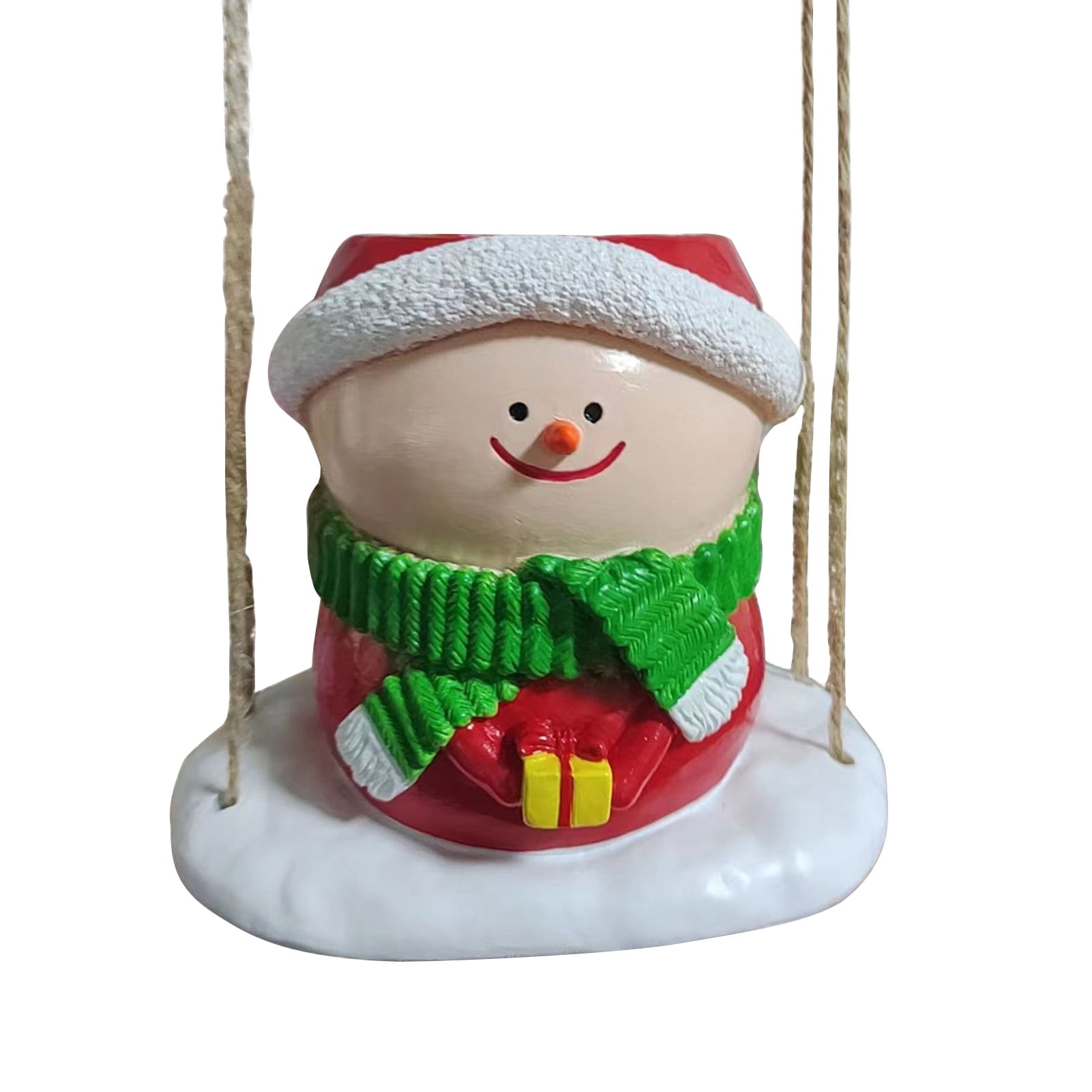 Swinging Flower Pot, Resin Christmas Planter Pots Decor, Snowman Face ...