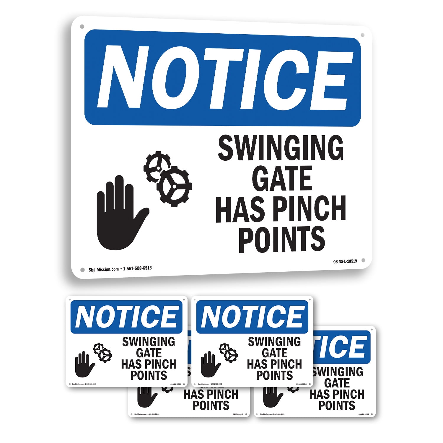 Swinging Gate Has Pinch Points OSHA Notice Rigid Plastic Sign 18 Inch x ...