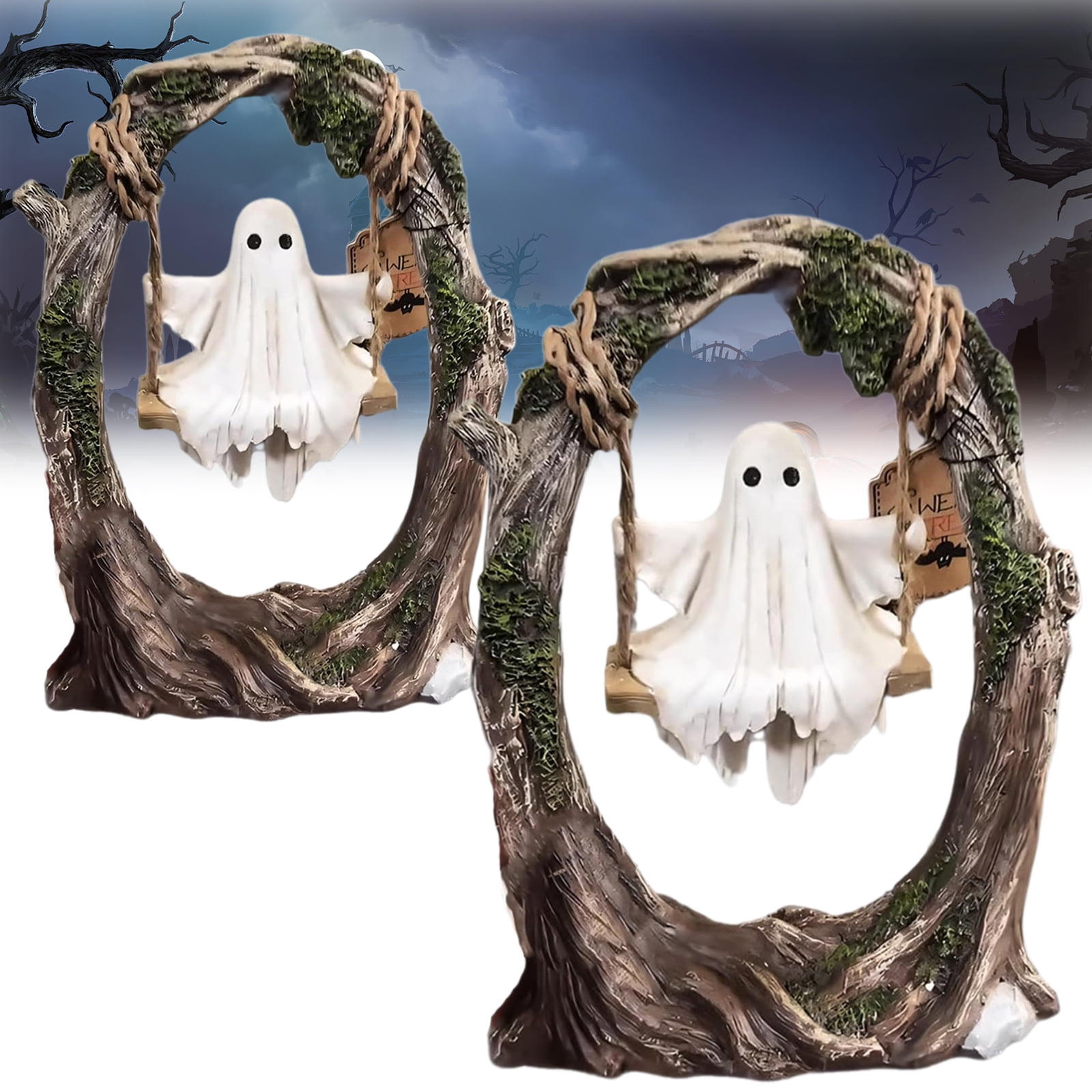 Swinging Shadows Ghost on a Tree Swing,Christmas and Halloween ...