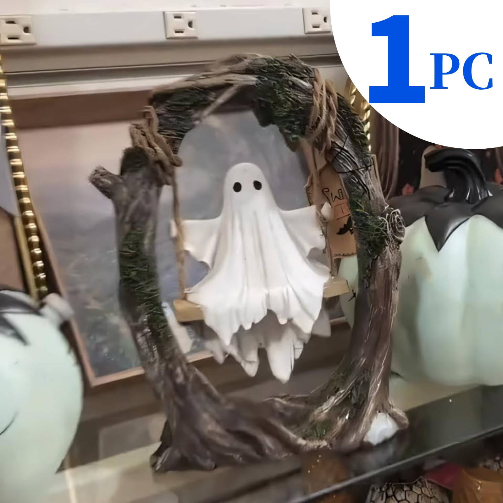 Swinging Shadows: Ghost On a Tree Swing, Cute Swinging Ghost Halloween ...