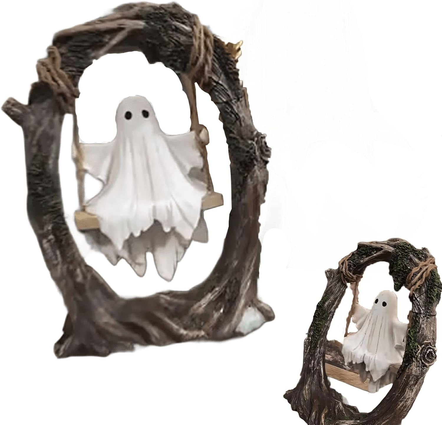 Swinging Shadows: Ghost on A Tree Swing, Ghost Halloween Decor, Hanging ...