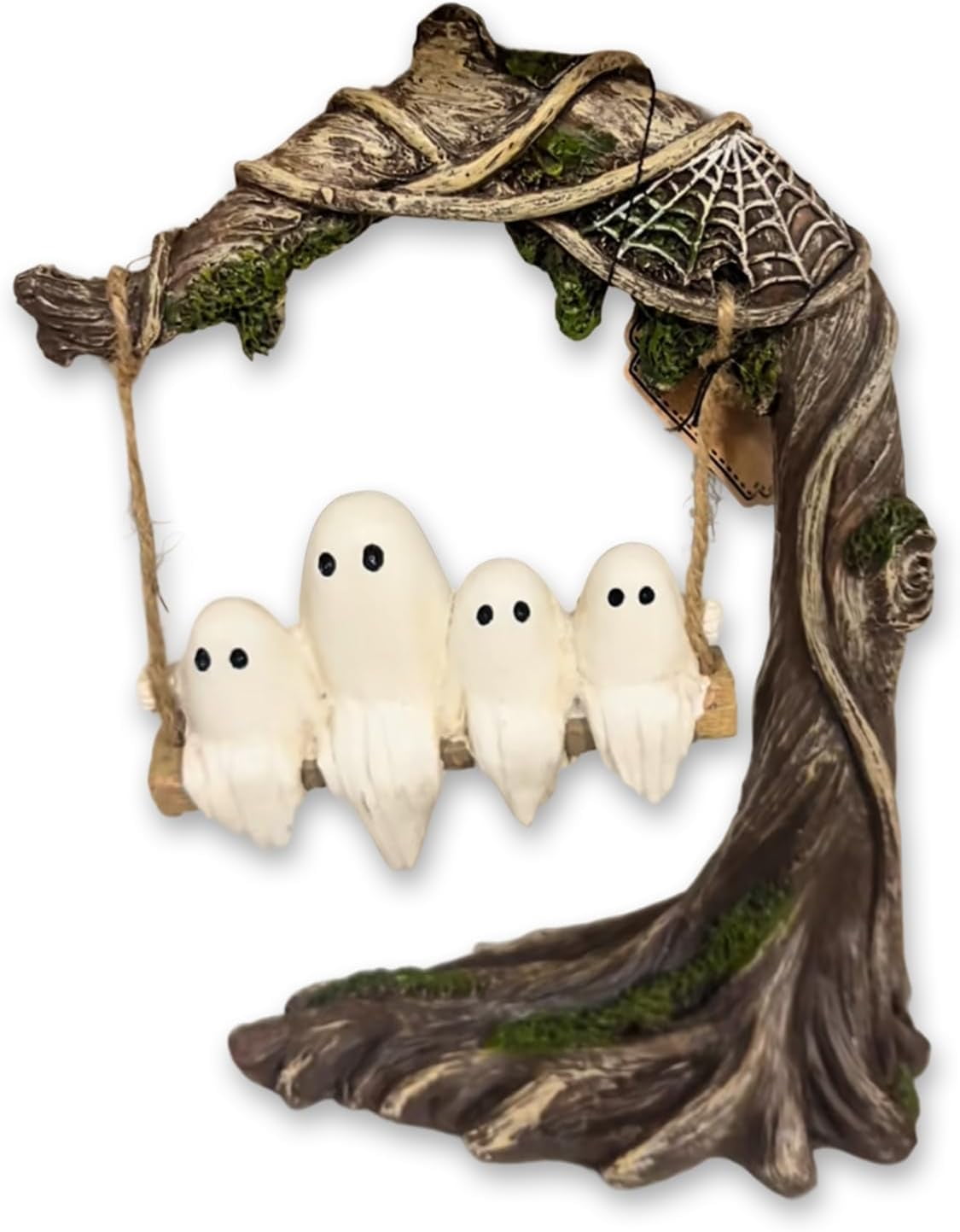 Swinging Shadows: Ghost on a Tree Swing, Halloween Swing Ghost Ornament ...
