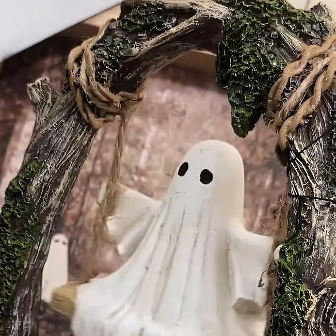 Swinging Shadows: Ghost on a Tree Swing, Halloween Swing Ghost Ornament ...