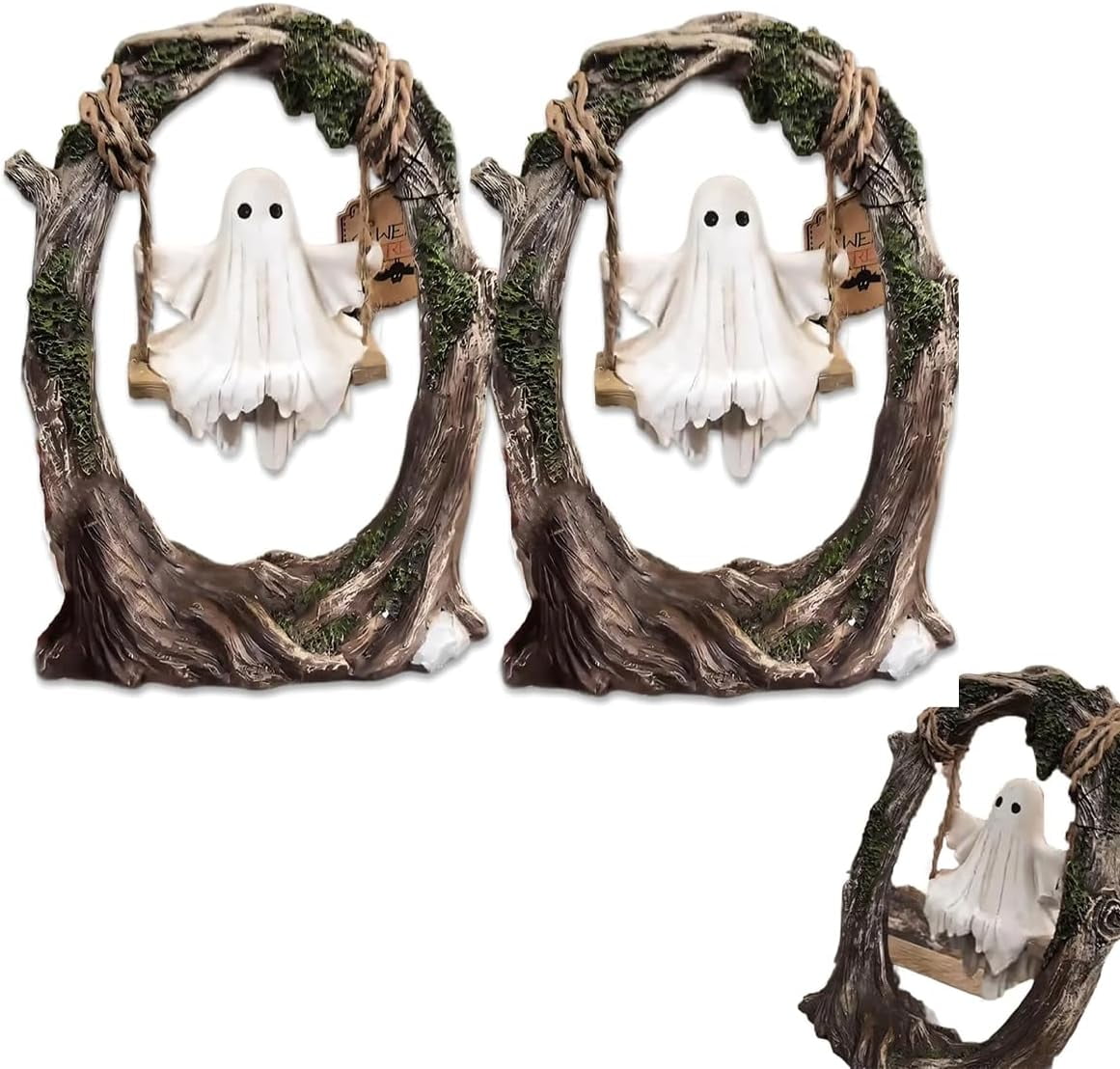 Swinging Shadows: Ghost on A Tree Swing, Halloween Swing Ghost Ornament ...