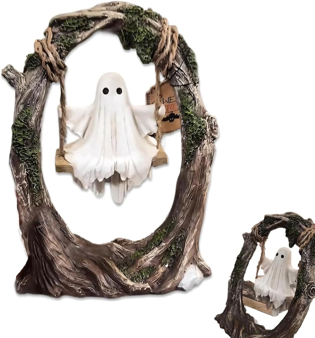 Swinging Shadows: Ghost on A Tree Swing, Hanging Resin Ghosts Indoor ...