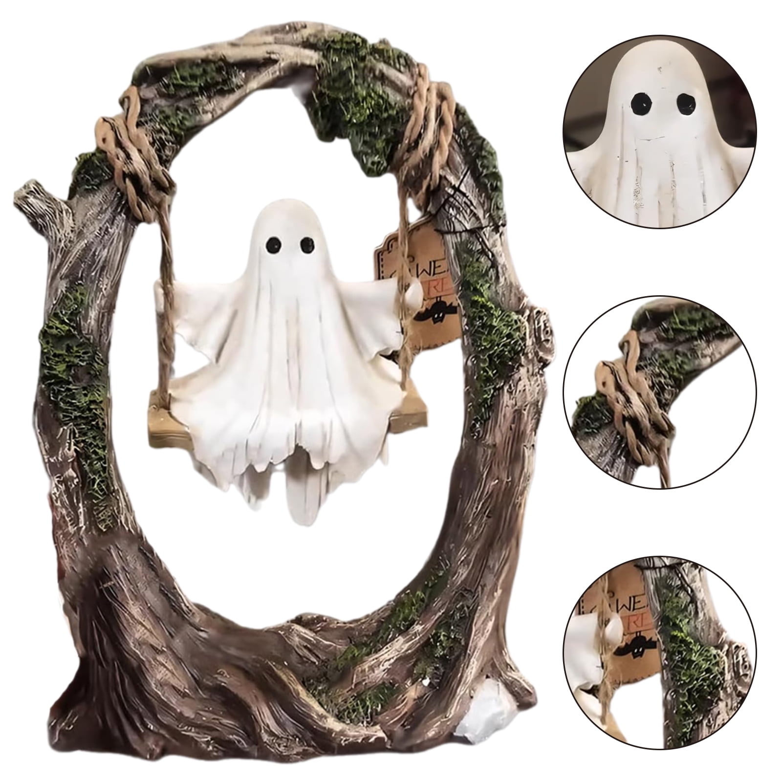 Swinging Shadows Ghost on a Tree Swing Cute Halloween Swing Resin Ghost Ornament Spooky Ghosts ...