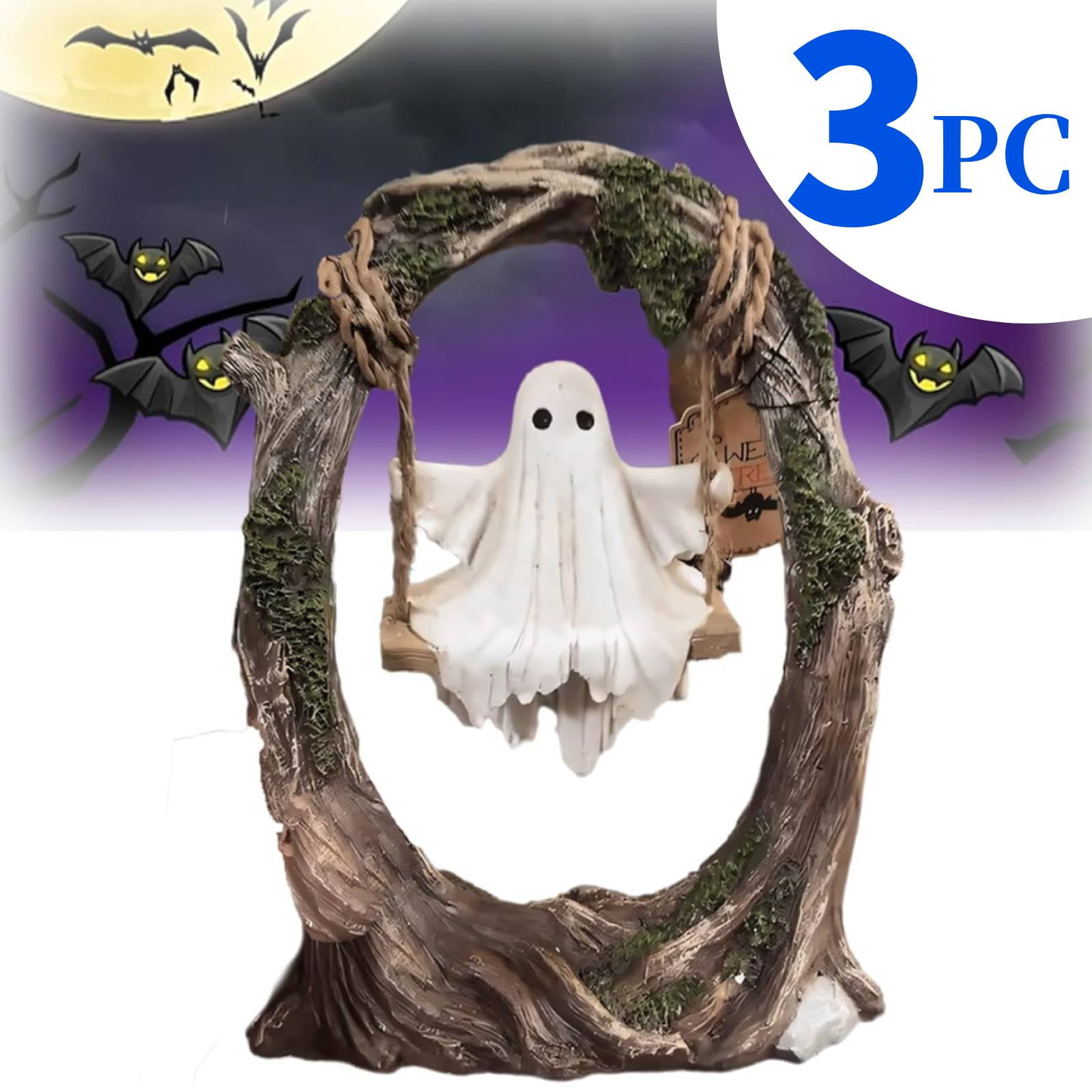Swinging Shadows: Ghost on a Tree Swing, Halloween Swing Ghost Ornament ...