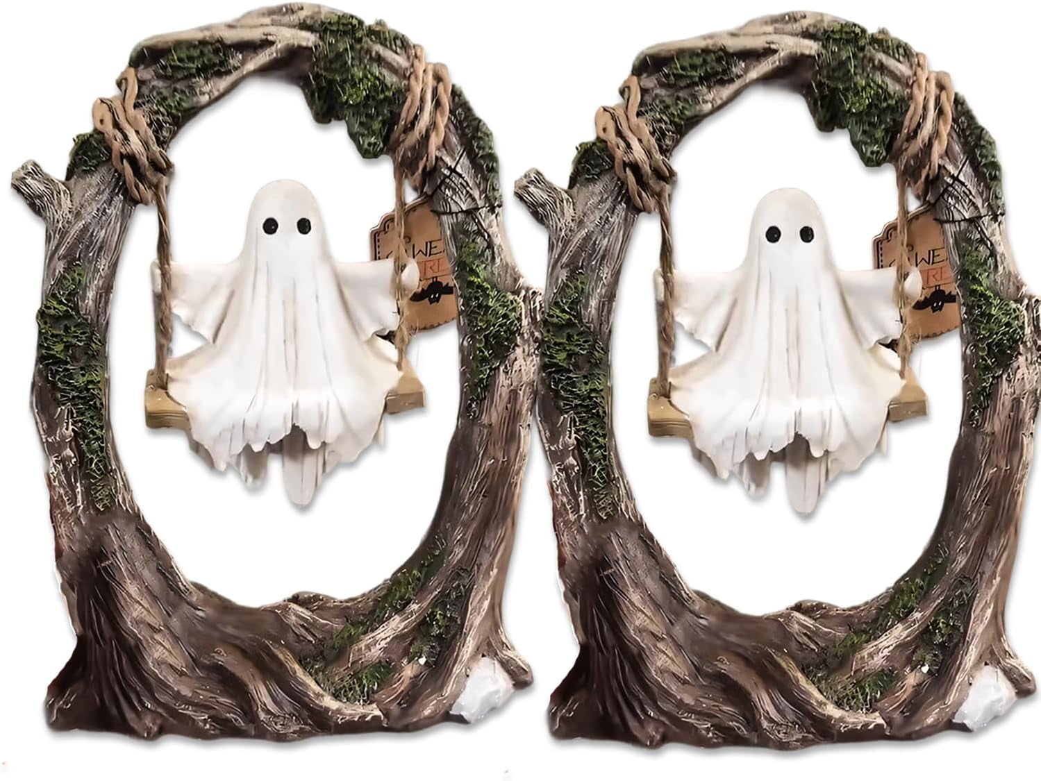 Swinging Shadows: Ghost on a Tree Swing Halloween Swing Ghost Ornament ...