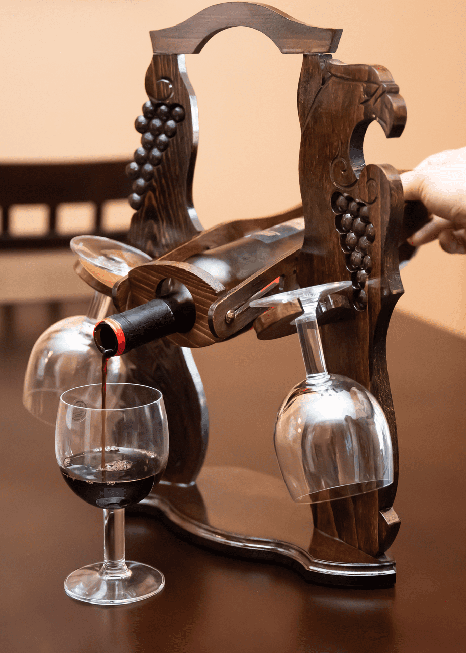 Swinging Wine Bottle Holder With 2 Glass Holders - Walmart.com