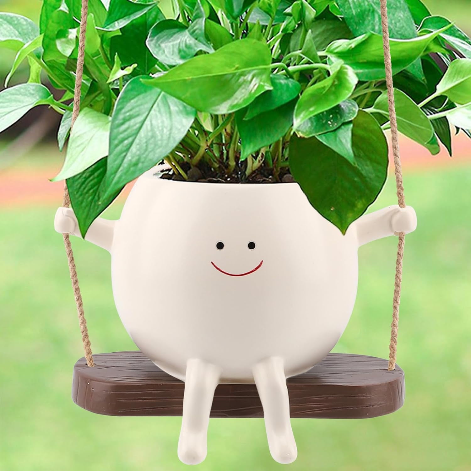 Swinging smiley face hanging flower pot, suitable for indoor and ...