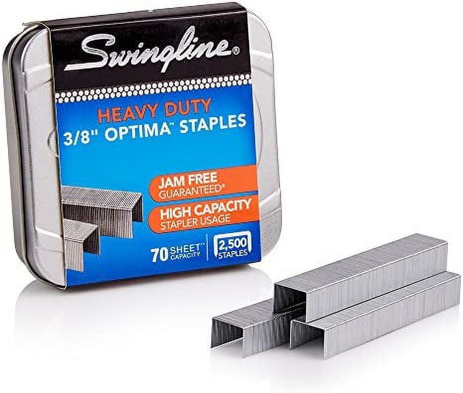 Swingline Staples, Optima, Heavy Duty, 3/8" Length, Jam Free, 125/Strip ...
