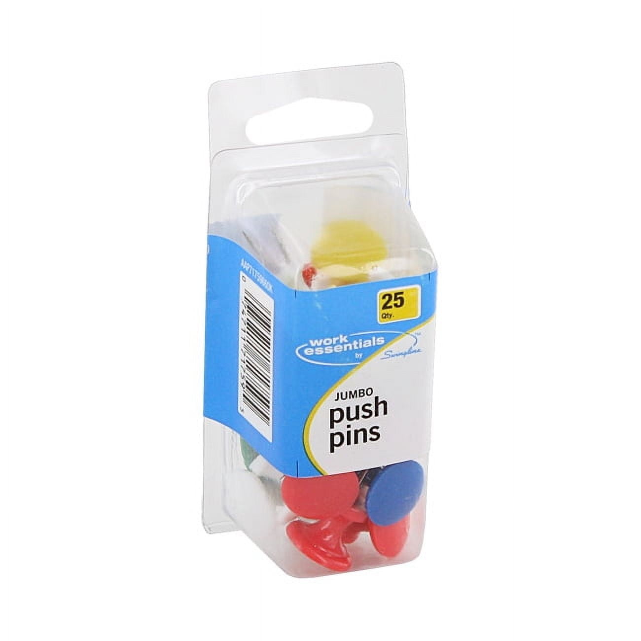 Swingline, Work Essentials Jumbo Push Pins, S7071759, Assorted Colors ...