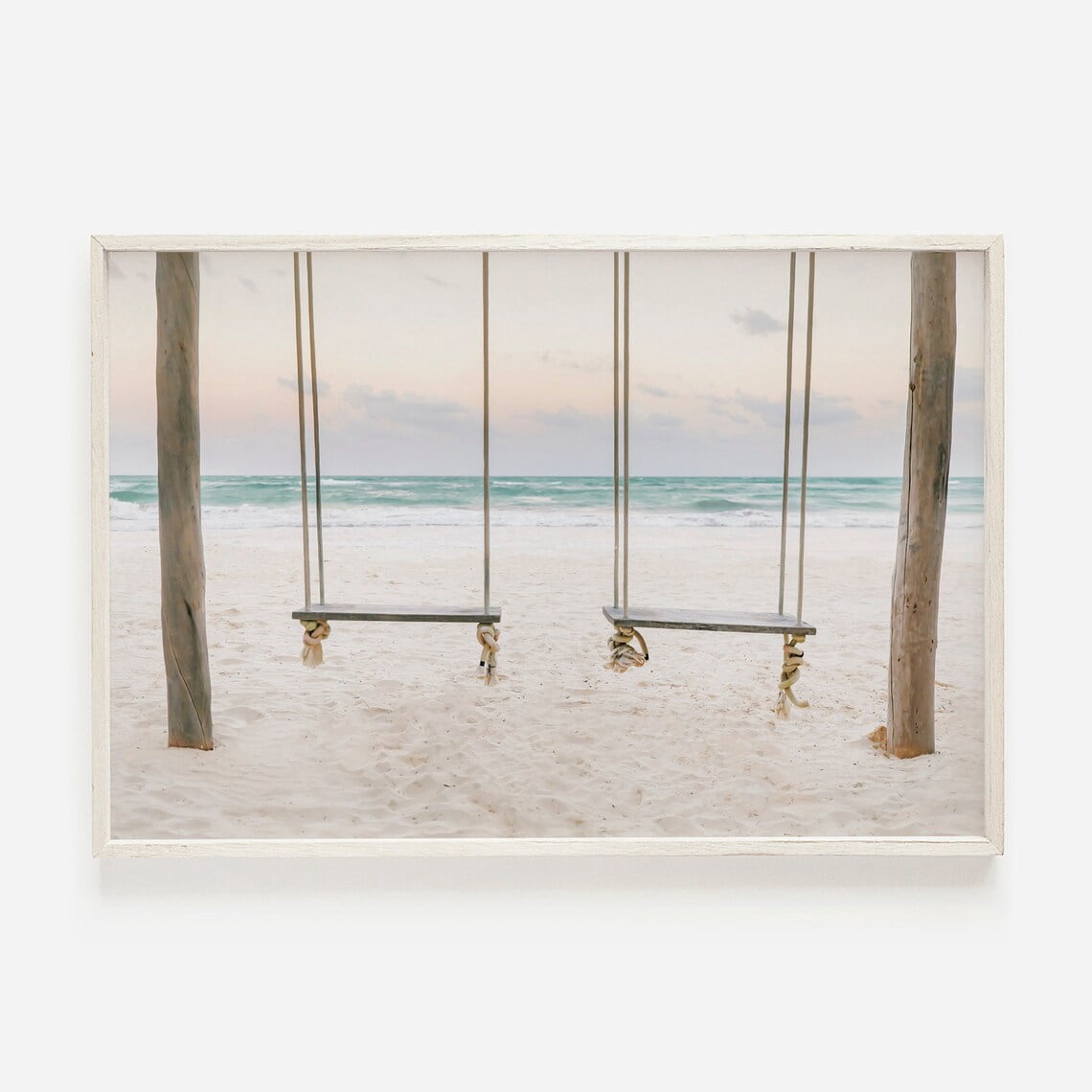 Swings On The Beach Print, Tulum Vacation Poster, Ocean Sunset Wall Art ...