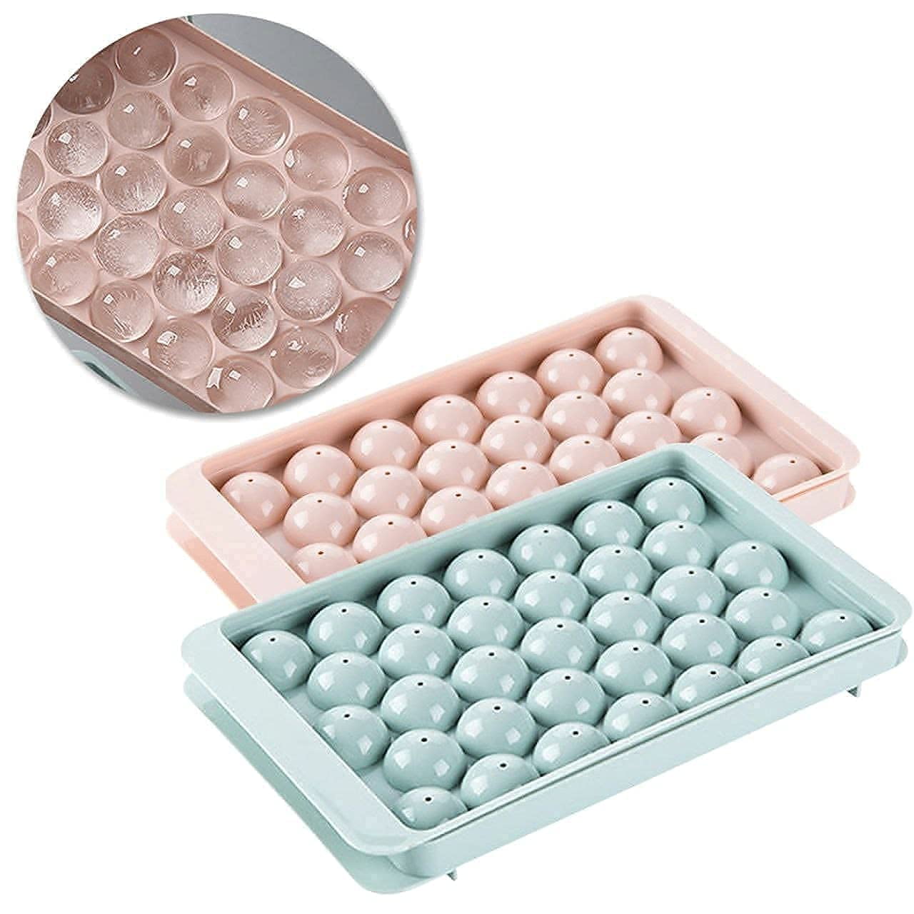 Swinsky Plastic Ice Cube Tray Round Cubes 33 Grid Mini Ice Cubes Ice Tray for Freezer ...