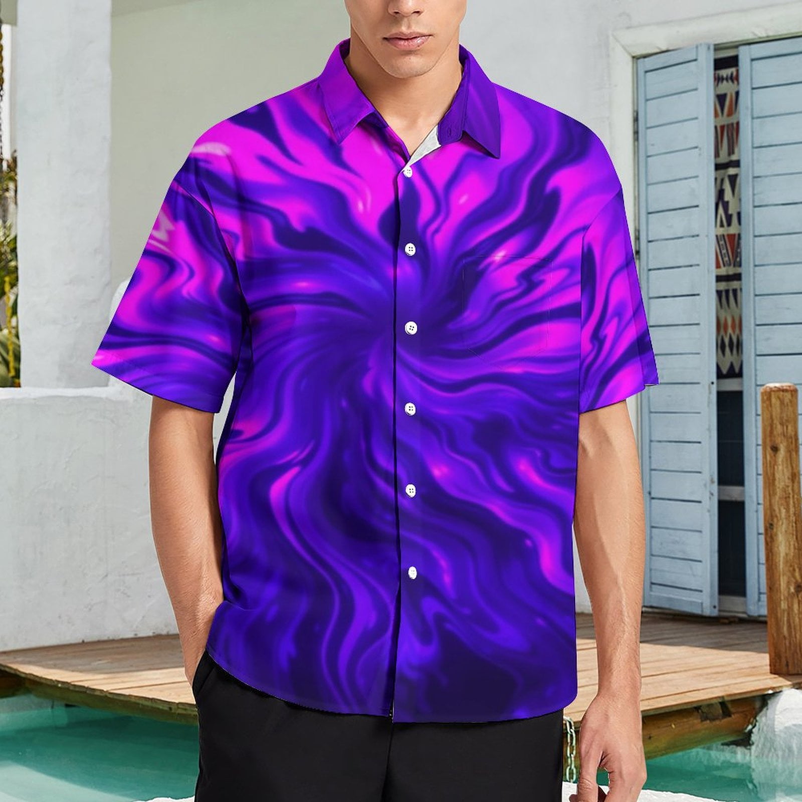 Swirl And Colorful Rainbow Tie Dye Shirt Casual Shirts Men Cool Blouses ...