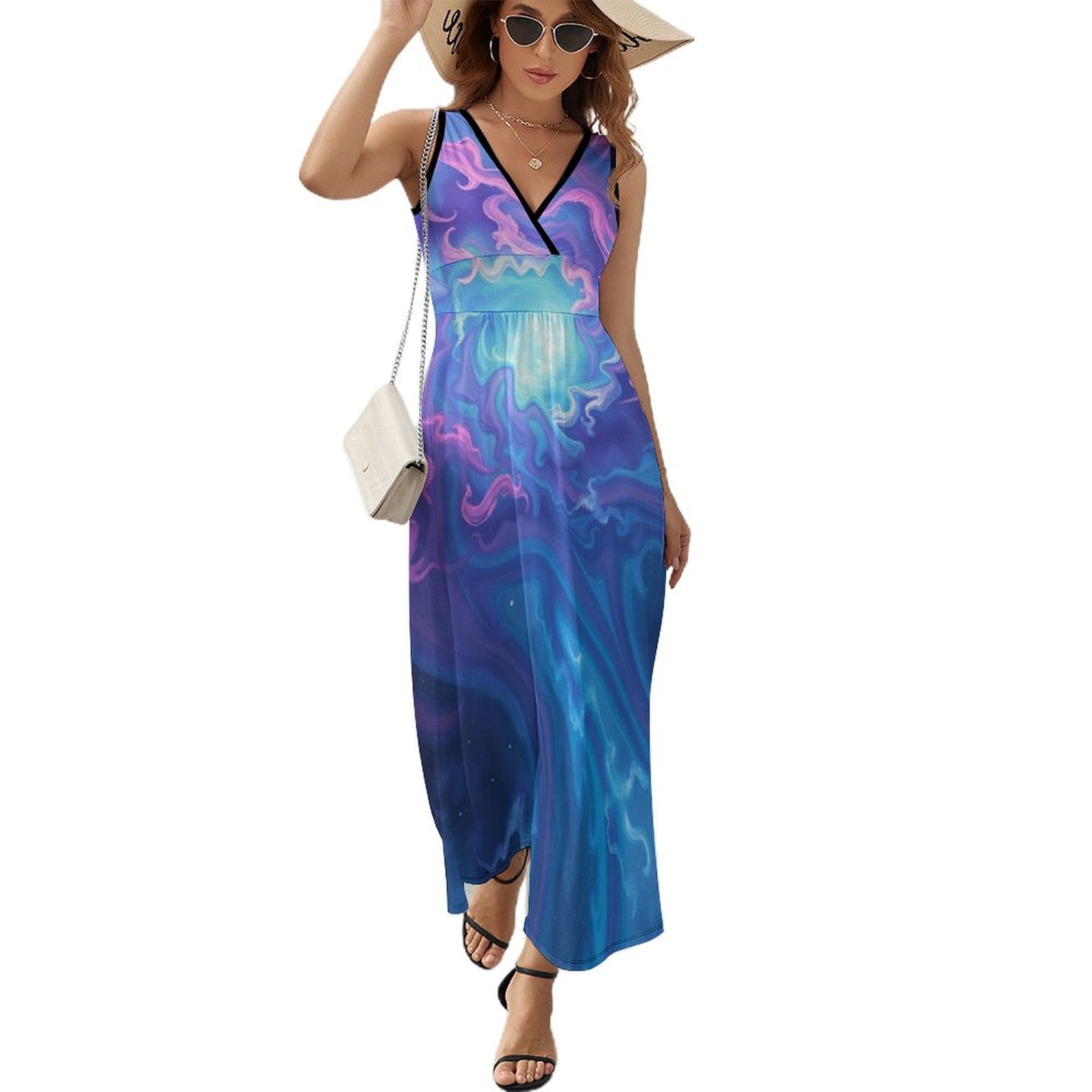 Swirl And Colorful Rainbow Tie Dye Sleeveless Luxury Evening Dress For ...
