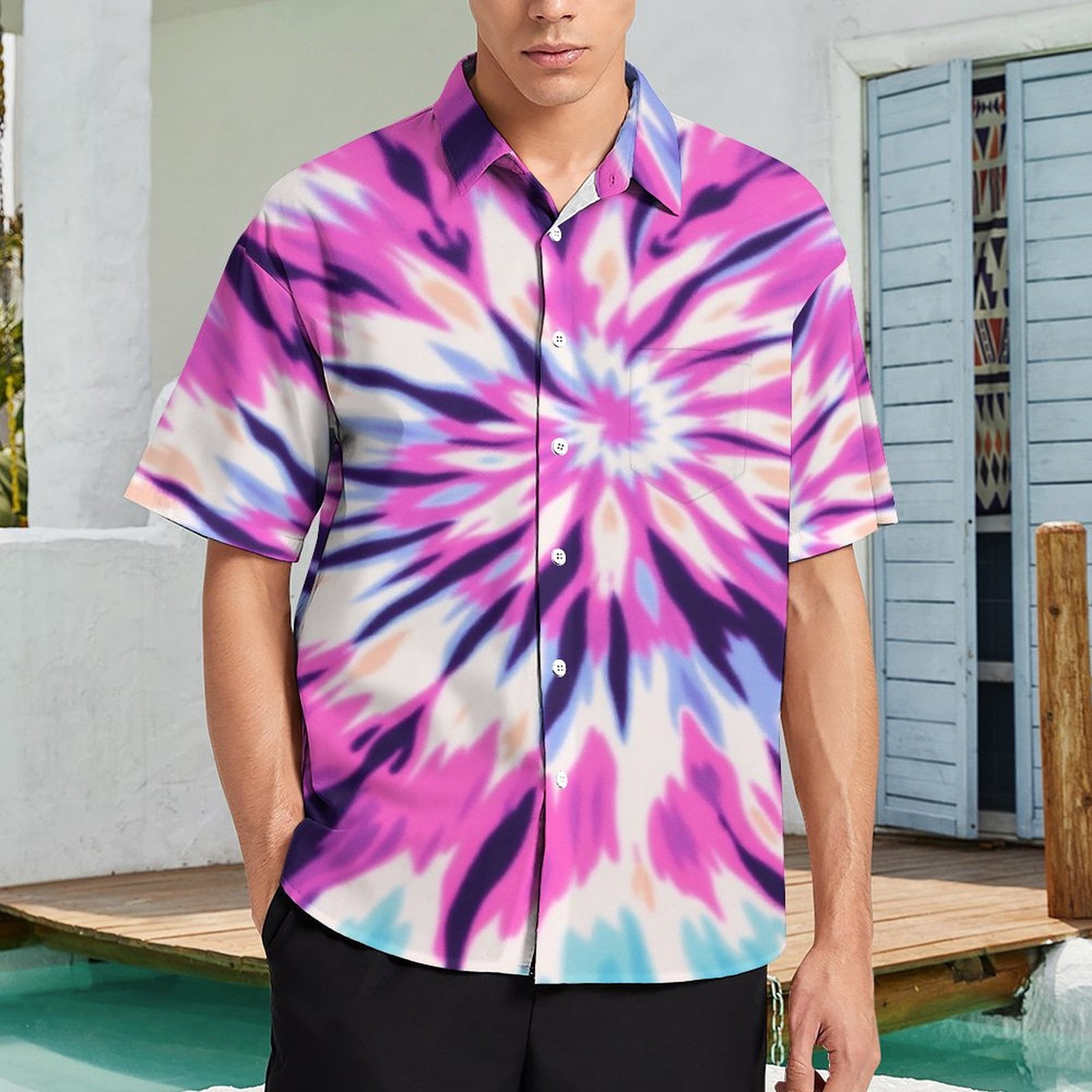 Swirl And Colorful Rainbow Tie Dye Summer Shirt For Mens Vacation ...