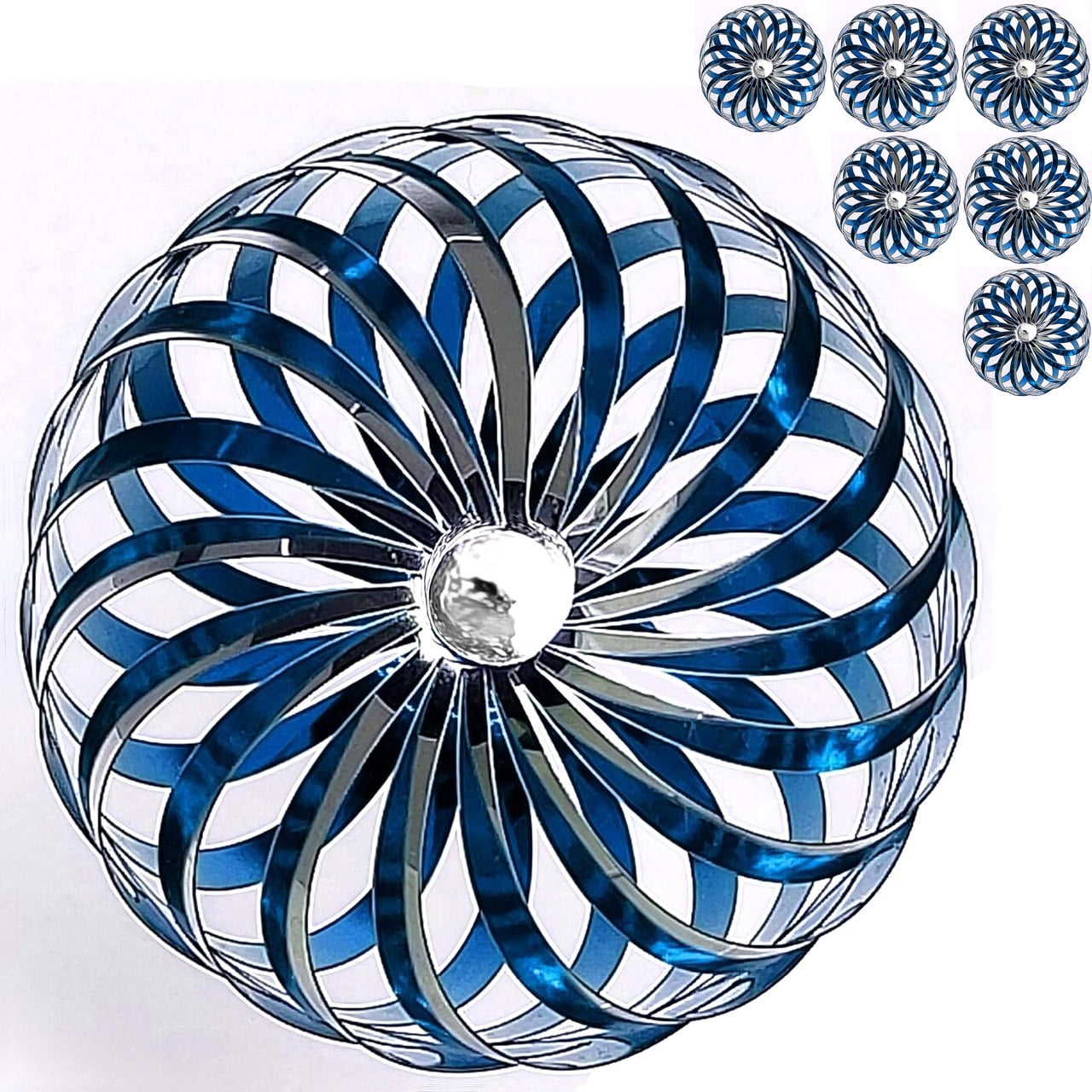 Swirl Ball Christmas Ornament Silver Blue; 6 ct. Stripe Pop-up ...