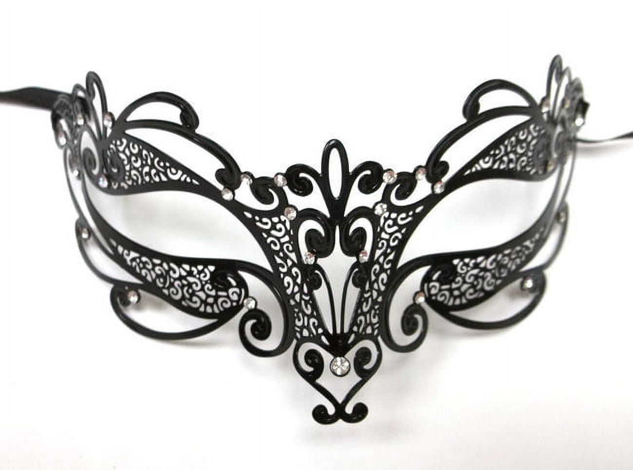 Swirl Black Laser Cut Venetian Masquerade Metal Filigree Mask ...