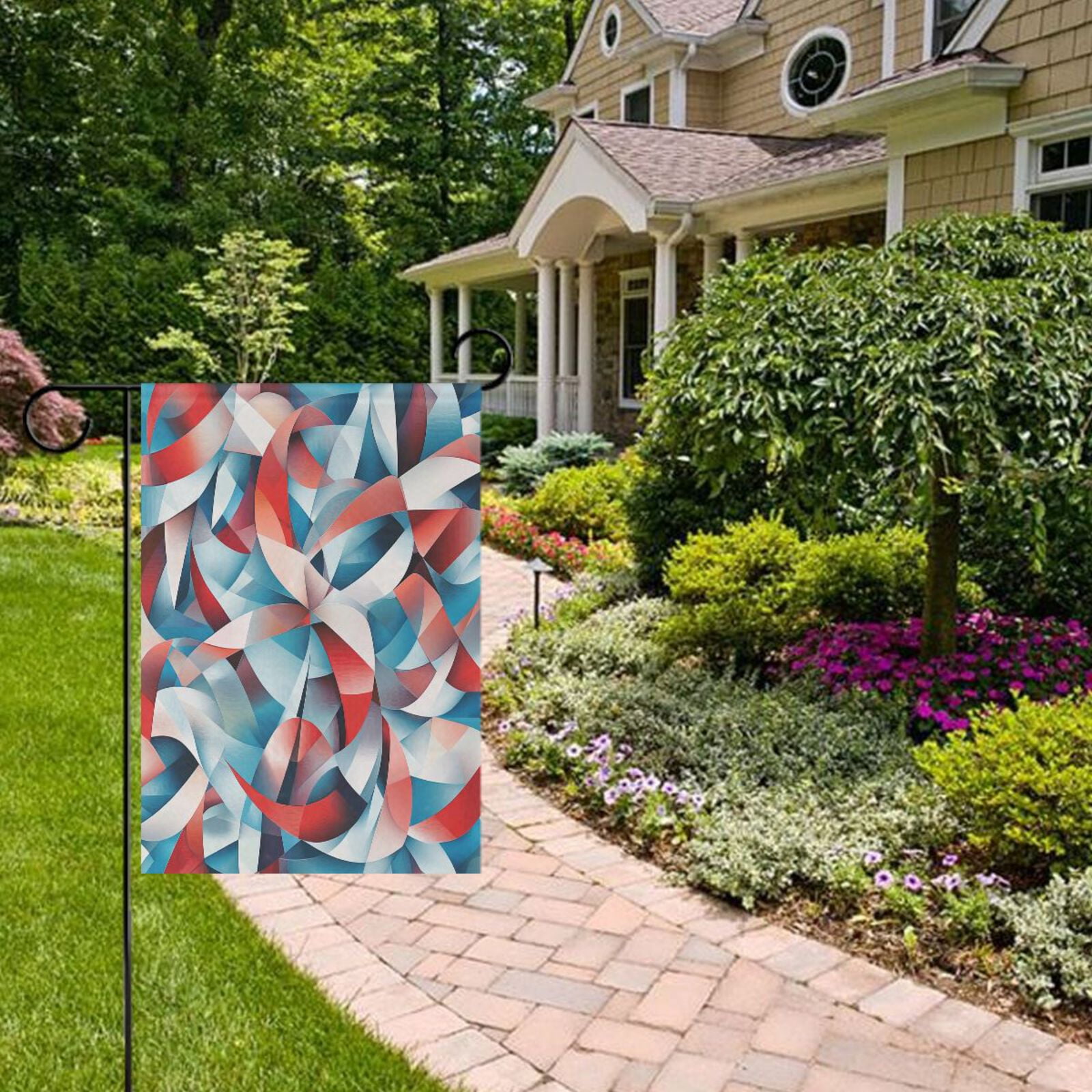 Swirl Blue Red Garden Flag Double Sided 12 x 18 Inch Outside Yard ...