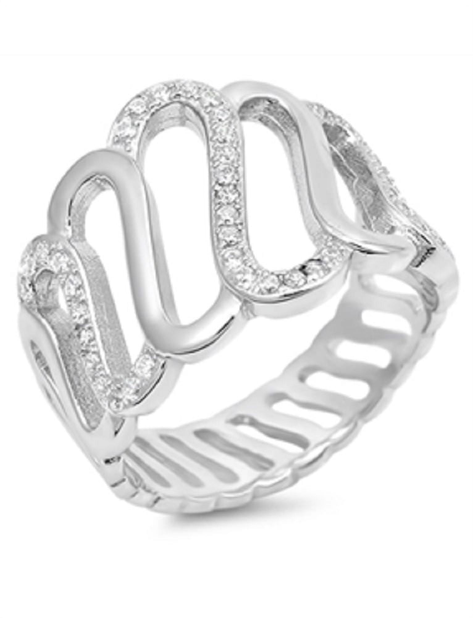 Swirl Cubic Zirconia Designer Ring Sterling Silver 925 - Walmart.com