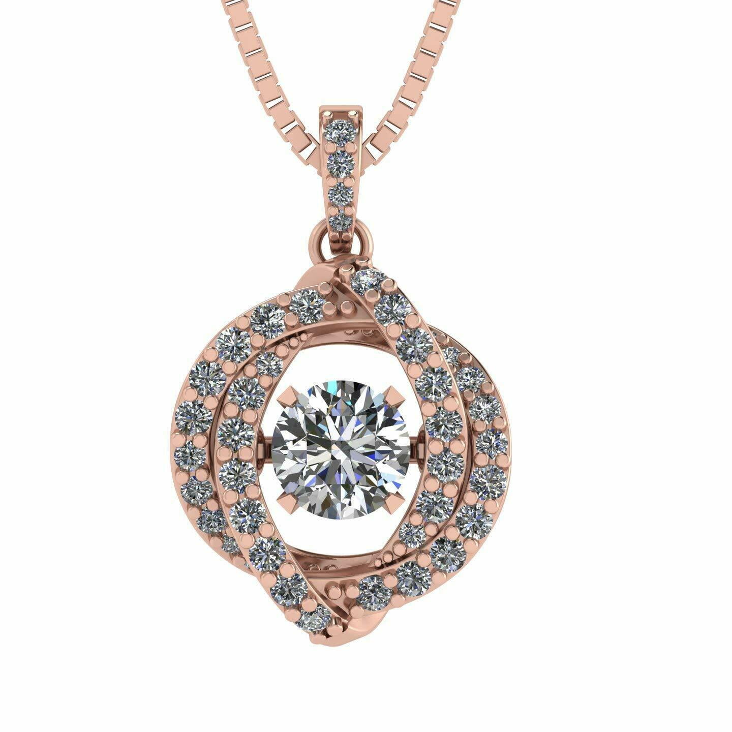 Swirl Dancing Gemstone Necklace Pendant in Sterling Silver w/ Pure Brilliance Cubic Zirconia CZ ...