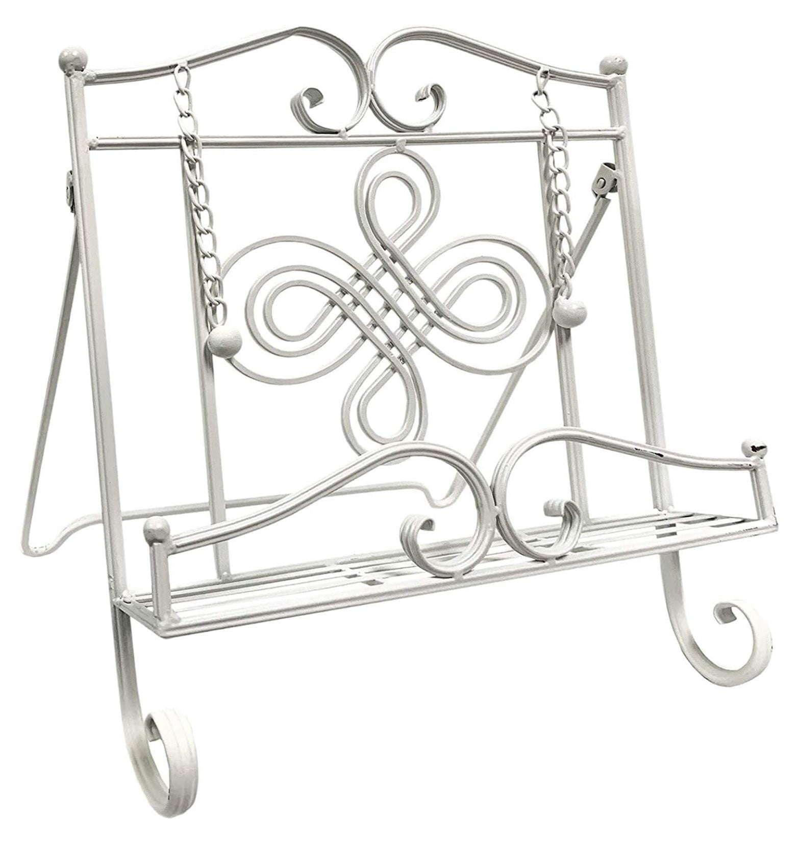Swirl Design White Metal Cookbook Stand, for Use with iPads, , Catalogs ...