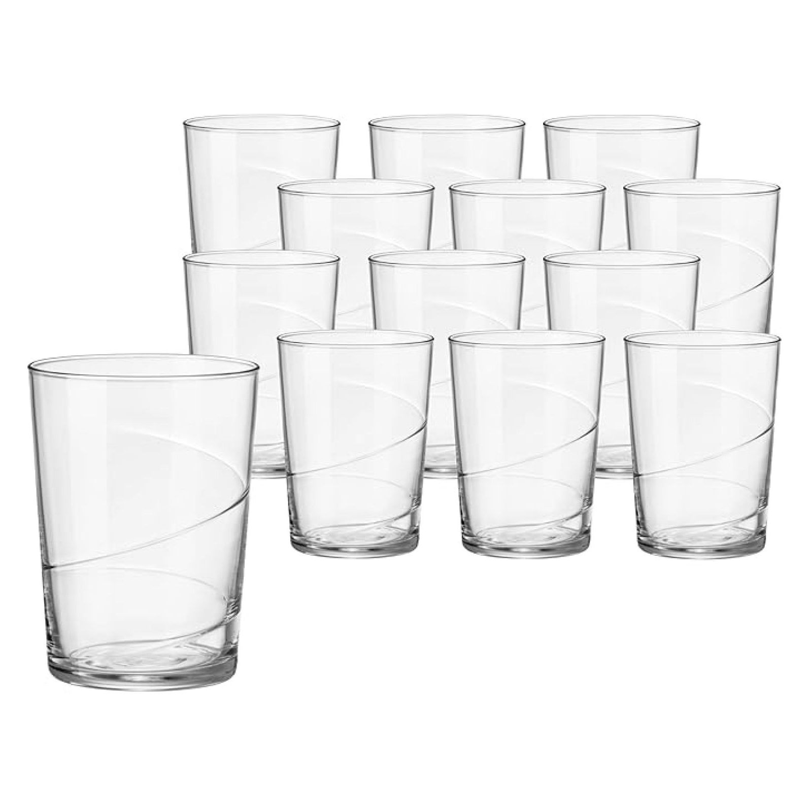 Swirl Gin Fizz Glasses - Set of 12, 17 Oz. Spiral Design with Secure ...