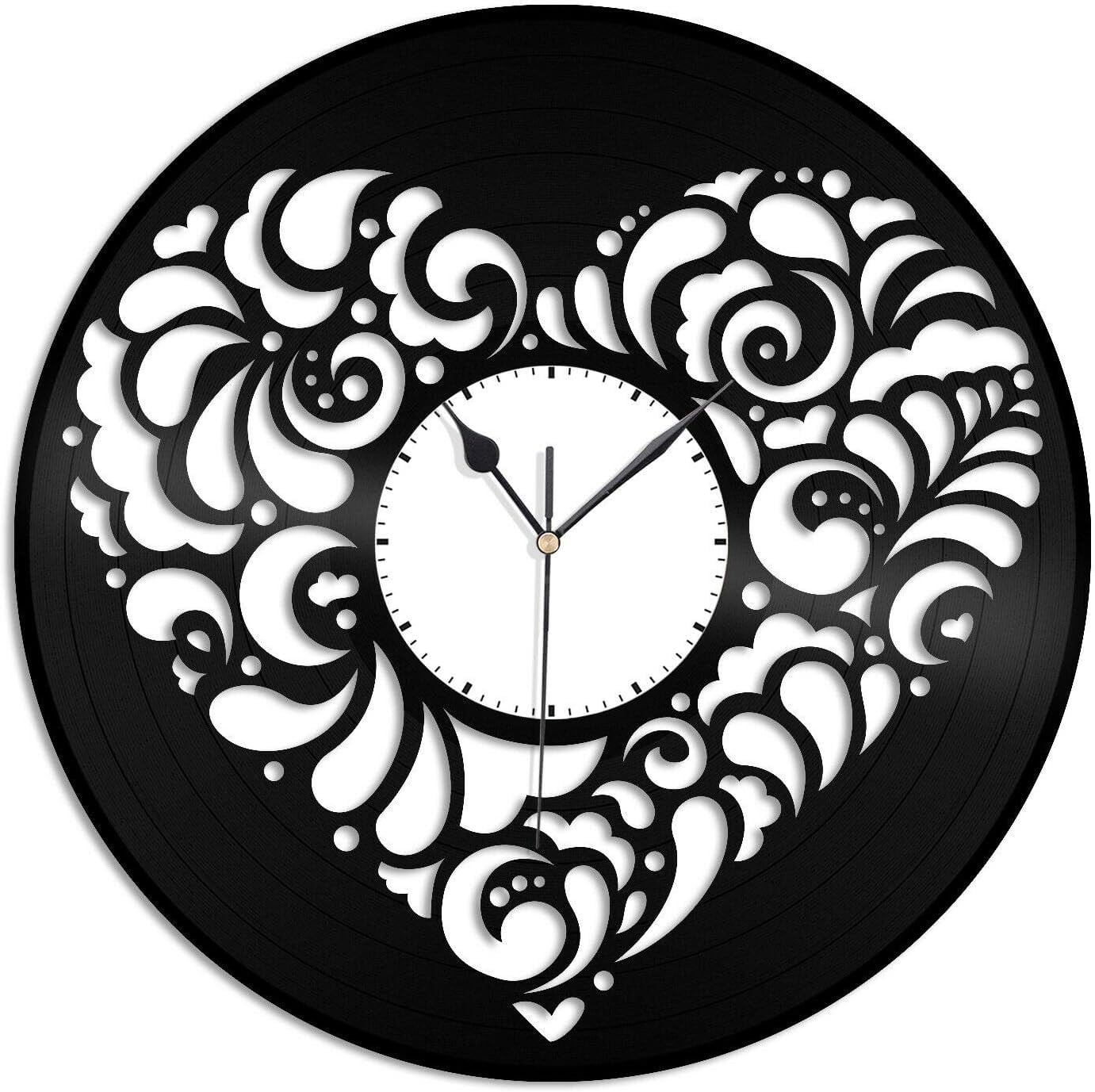 Swirl Heart Vinyl Wall Clock,Vinyl Record Clock Wall Art Unique Room ...