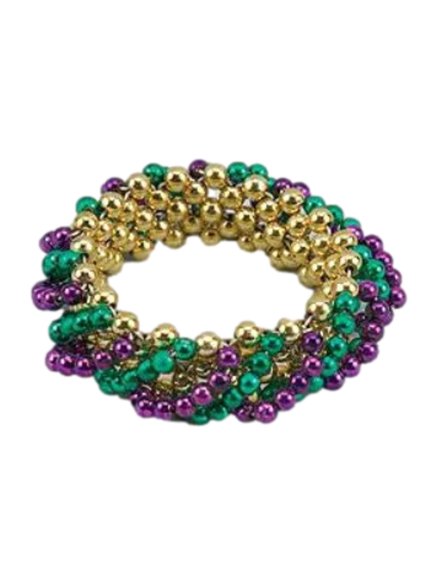 Swirl Mardi Gras Bead Bracelet Purple, Green, Gold - Walmart.com