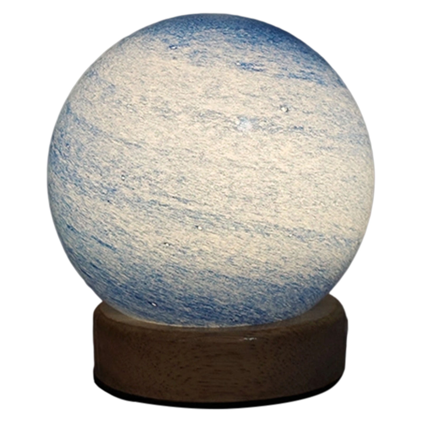 Swirl Planet Table Lamp - 3 Mode Dimmable Glass Night Light with Wooden ...
